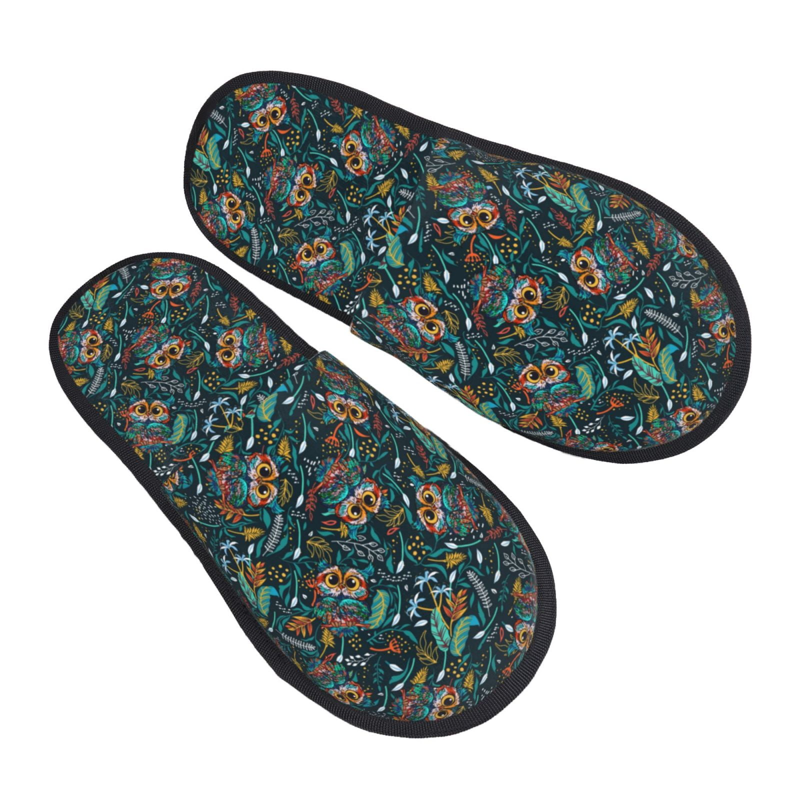 Bingfone Owl Doodle House Slippers for Women Men with Soft Rubber Sole ...