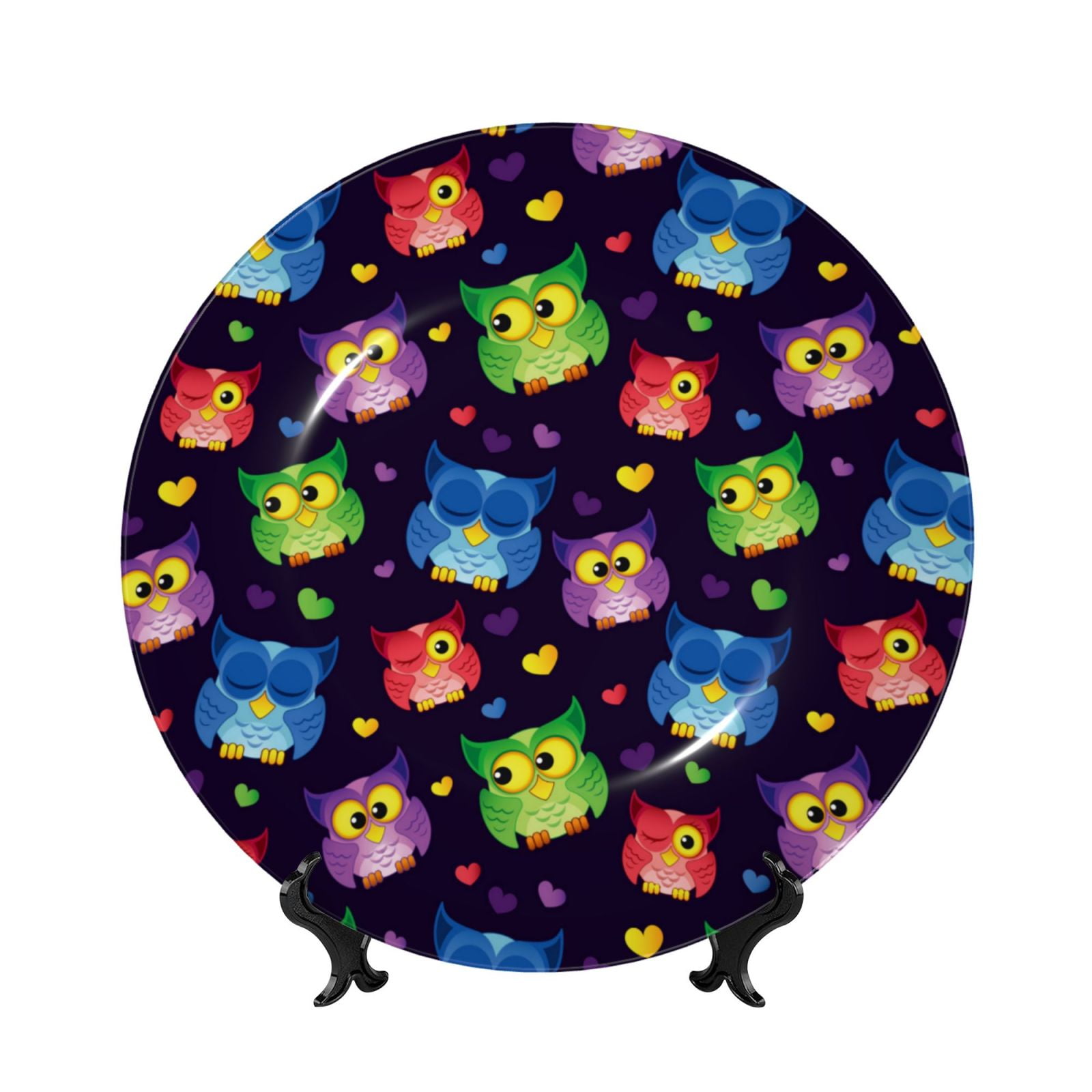 Bingfone Owls And Hearts Print Bone China Dinner Decorative Plates ...