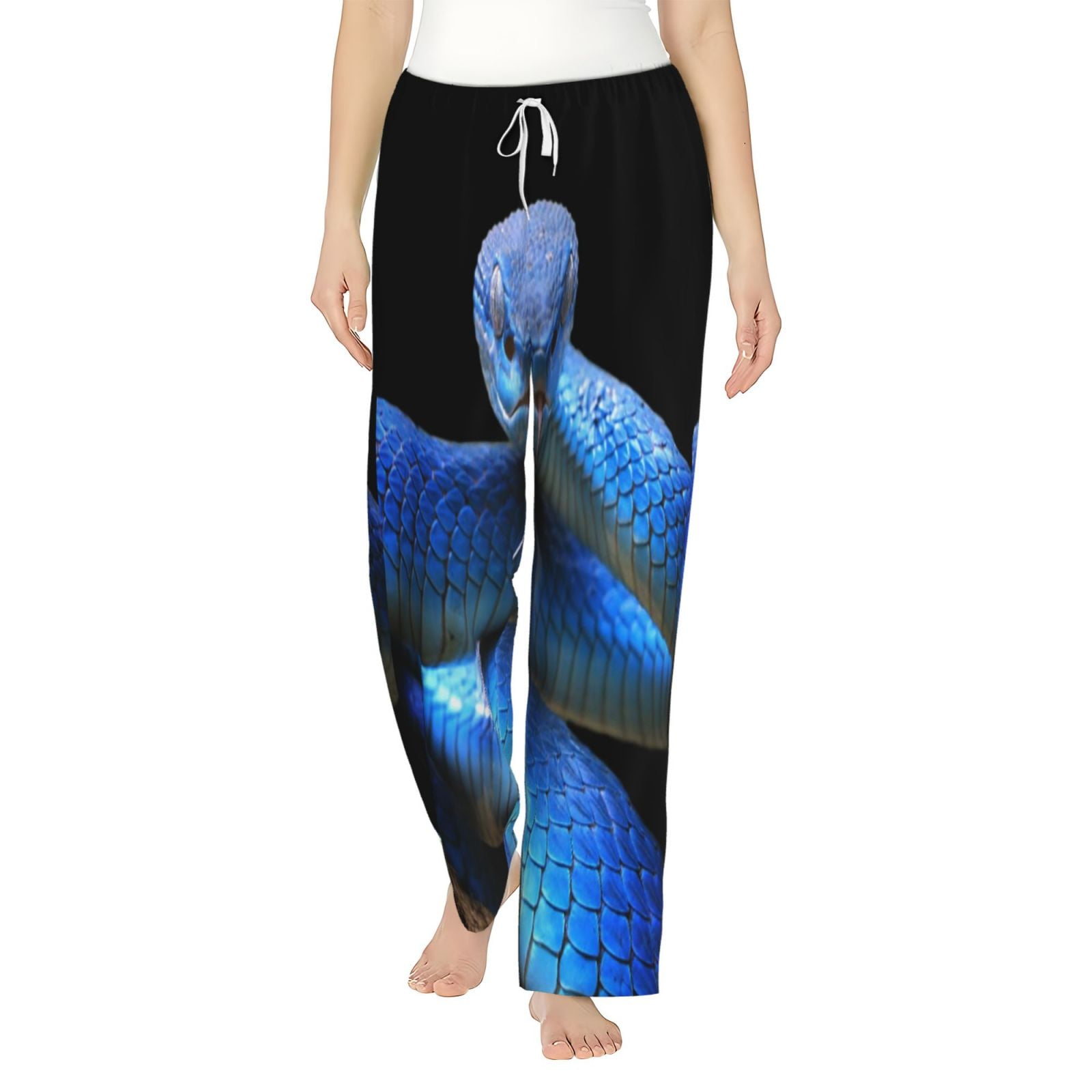 Bingfone Pajamas For Women,Blue Viper Snake Pajama Pants With Pockets ...