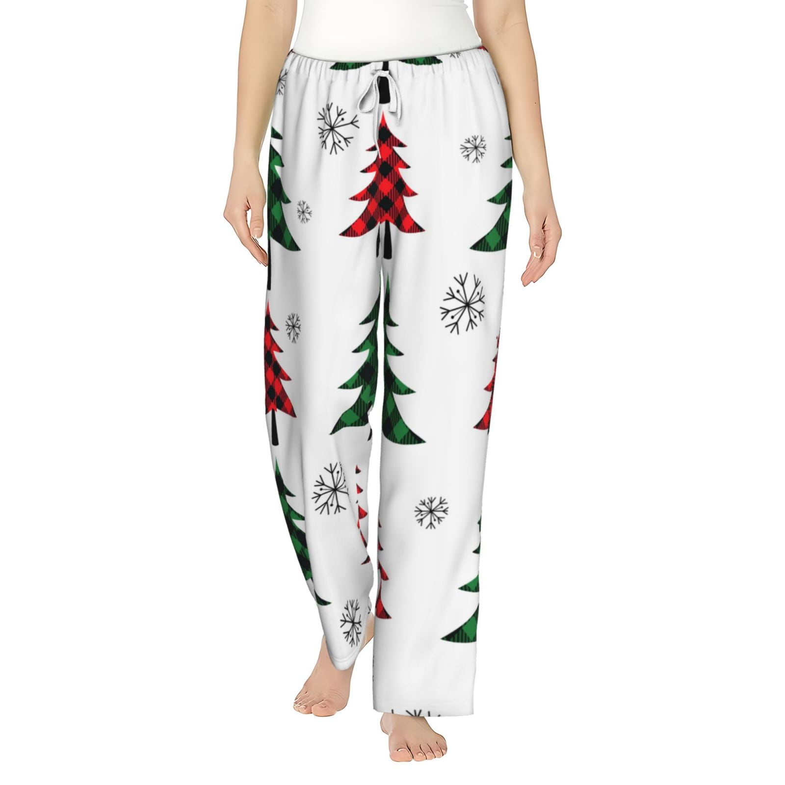 Bingfone Pajamas For Women,Buffalo Plaid Christmas Trees Pajama Pants ...