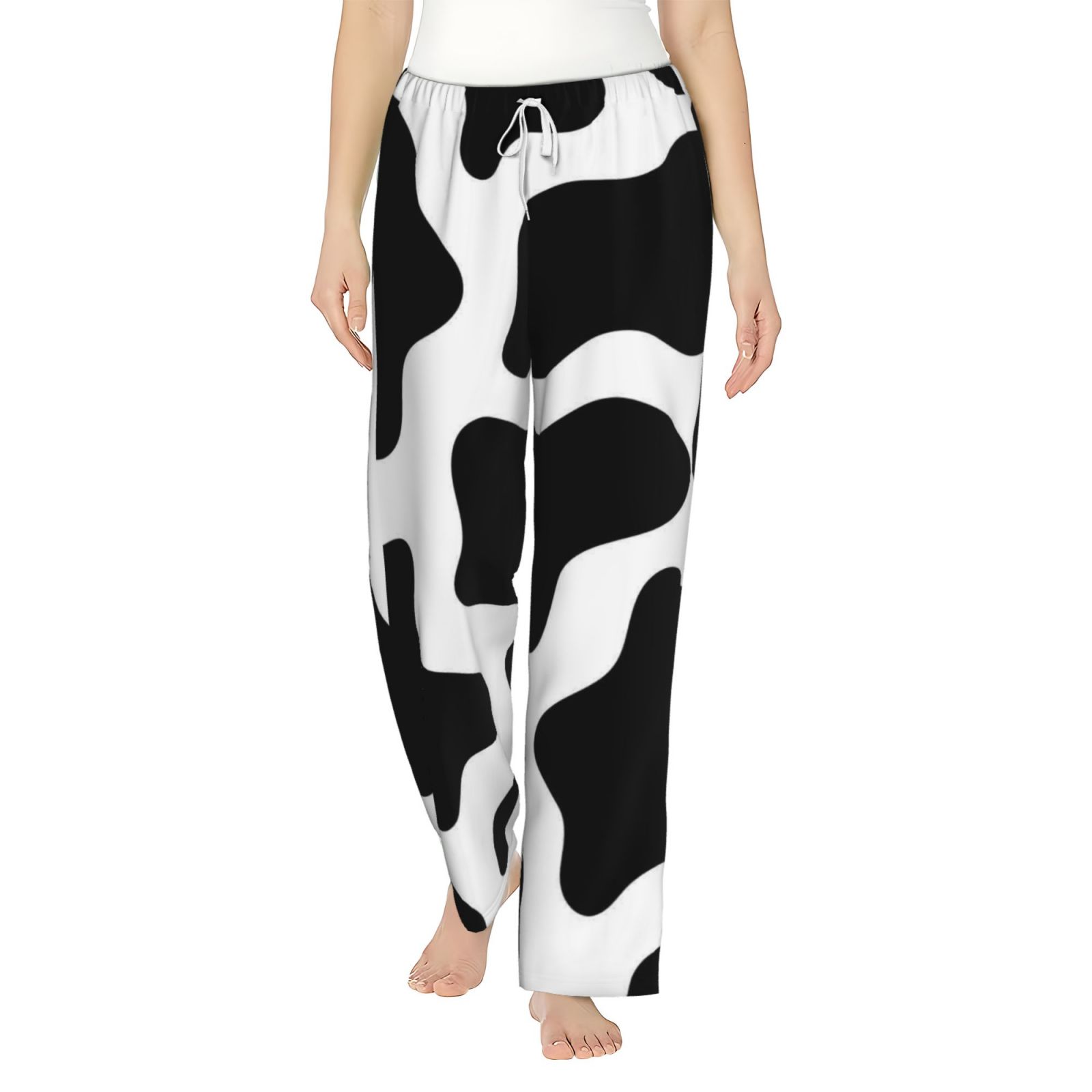 Bingfone Pajamas For Women,Cow Print Black White Pajama Pants With ...