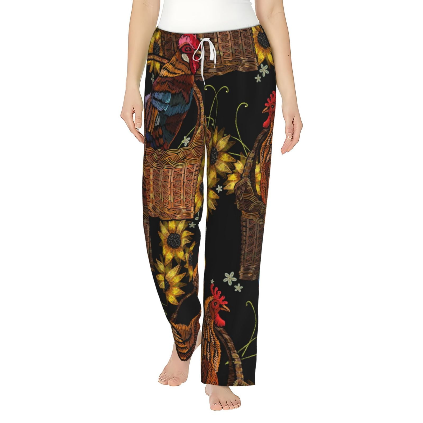 Bingfone Pajamas For Women,Embroidery Chicken Rooster Pajama Pants With ...