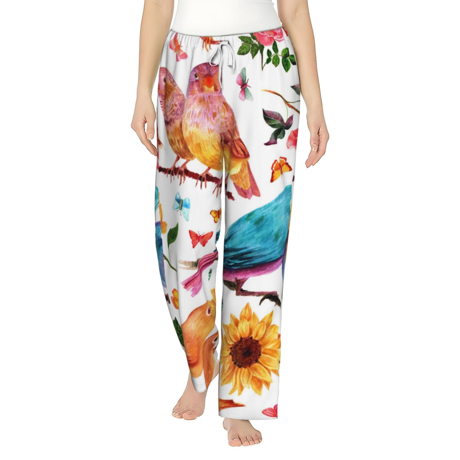 Bingfone Pajamas For Women,Flowers Birds And Butterflies Pajama Pants ...