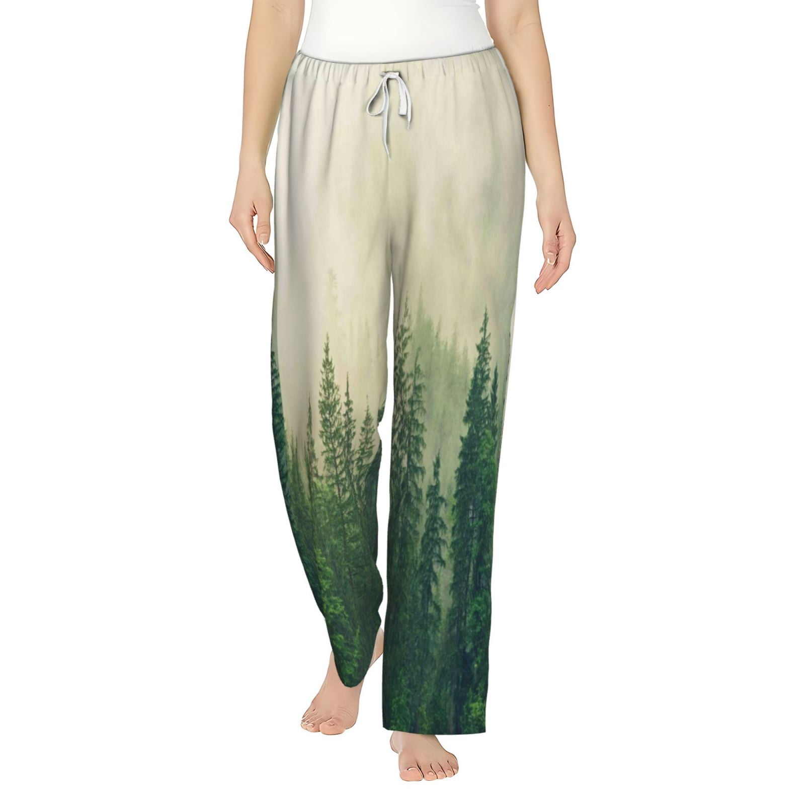 Bingfone Pajamas For Women,Fog Forest Pajama Pants With Pockets-Large ...