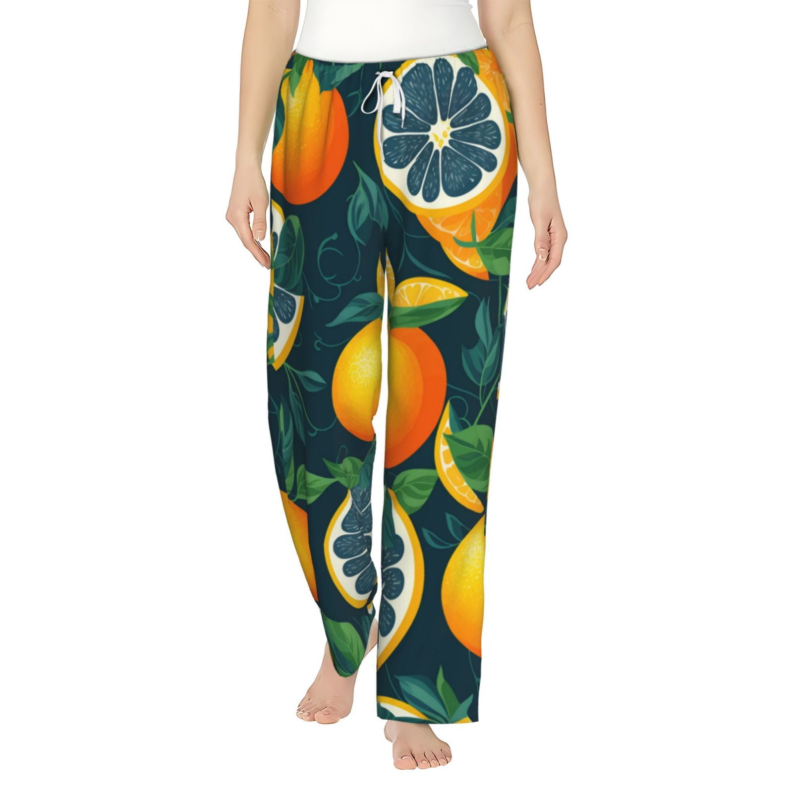 Bingfone Pajamas For Women,Fresh Orange Pajama Pants With Pockets-X ...