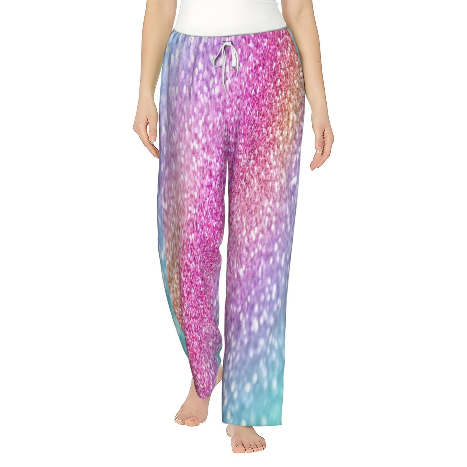 Bingfone Pajamas For Women,Fun Rainbow Pink Pajama Pants With Pockets ...