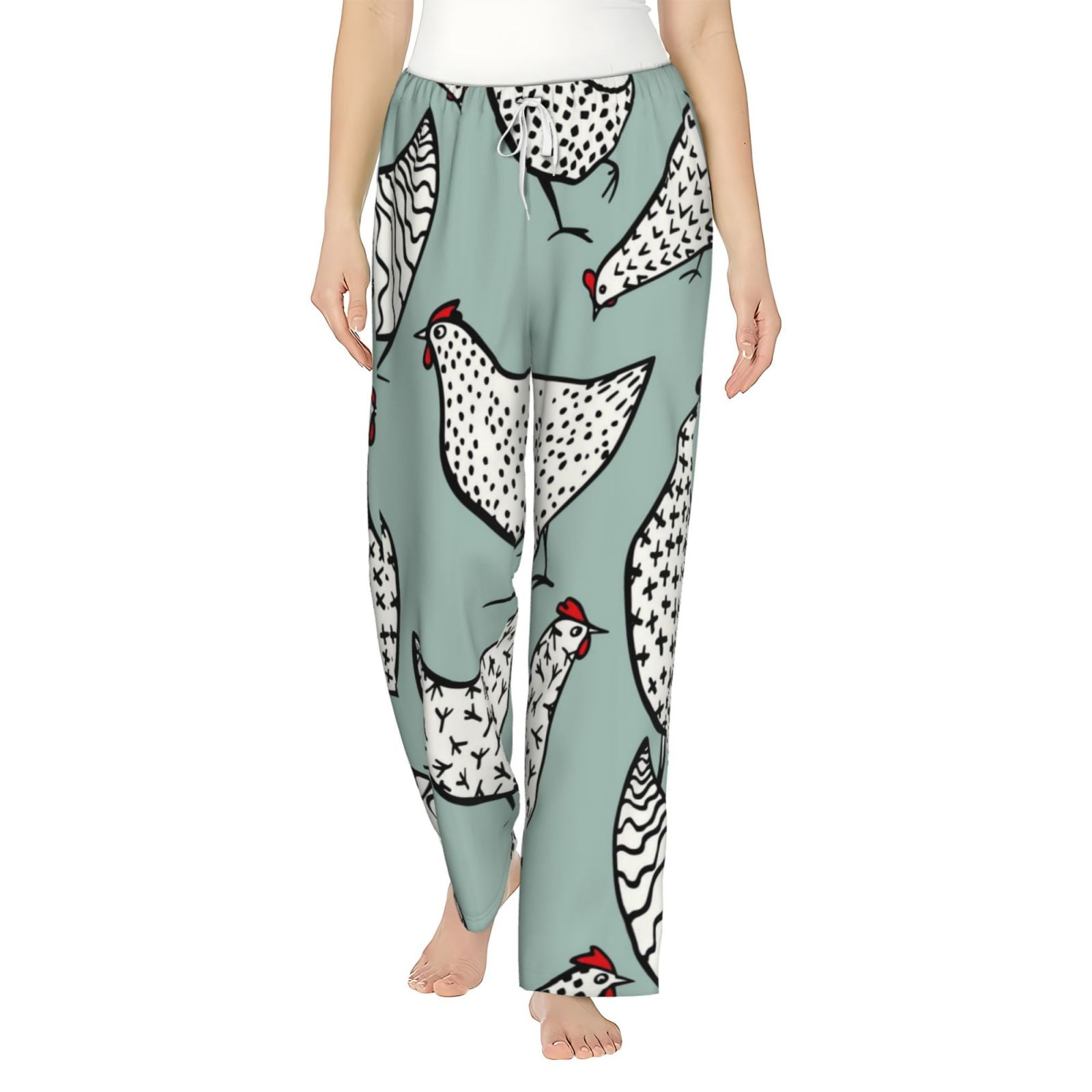 Bingfone Pajamas For Women,Hand Drawn Chickens Pajama Pants With ...