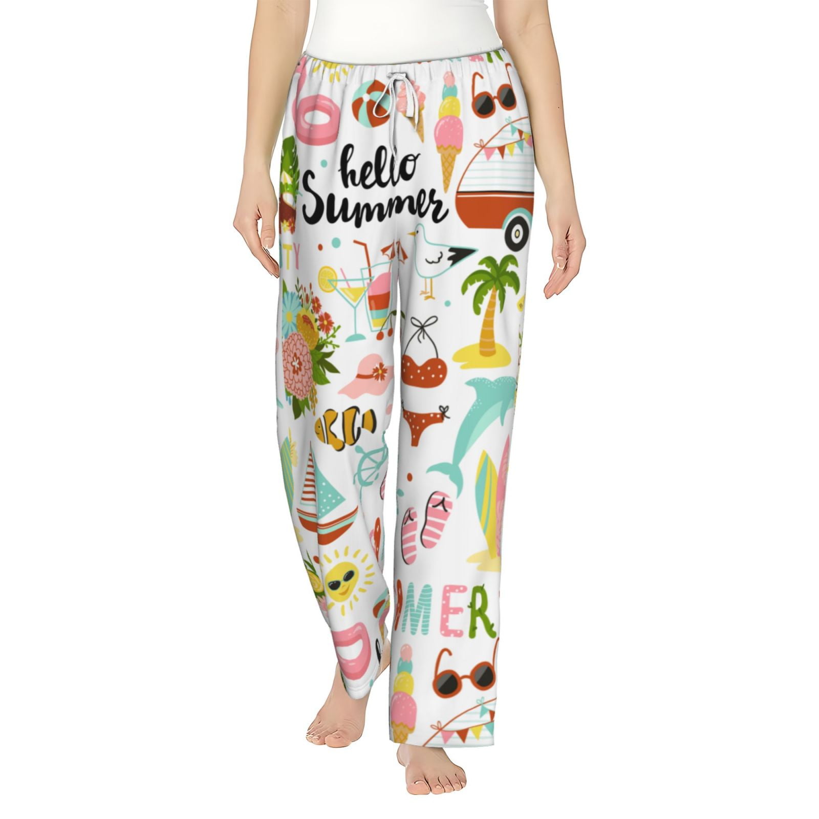 Bingfone Pajamas For Women,Hello Summer Pajama Pants With Pockets-Large ...