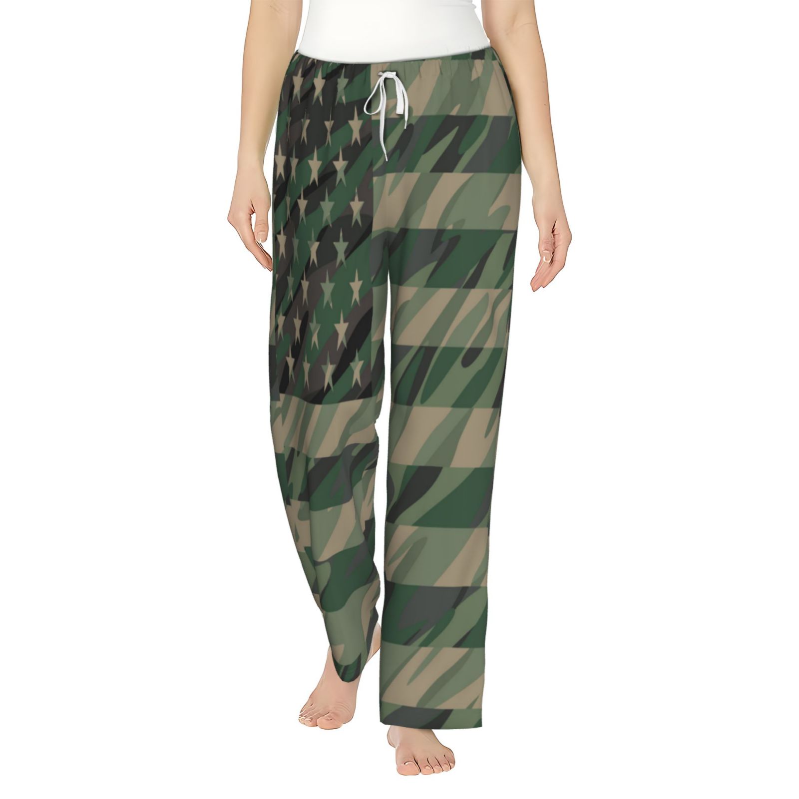 Bingfone Pajamas For Women,Jungle Green Camo Usa Flag Pajama Pants With ...