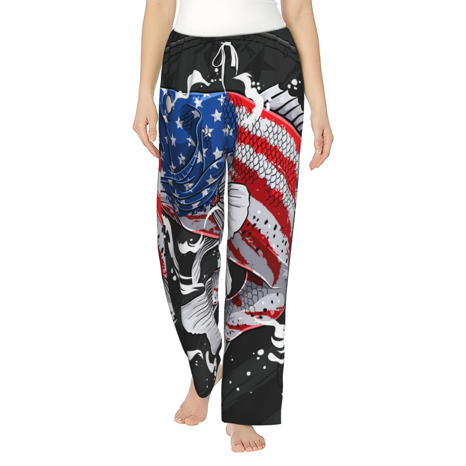 Bingfone Pajamas For Women,Largemouth Bass Fish In Usa Pajama Pants ...