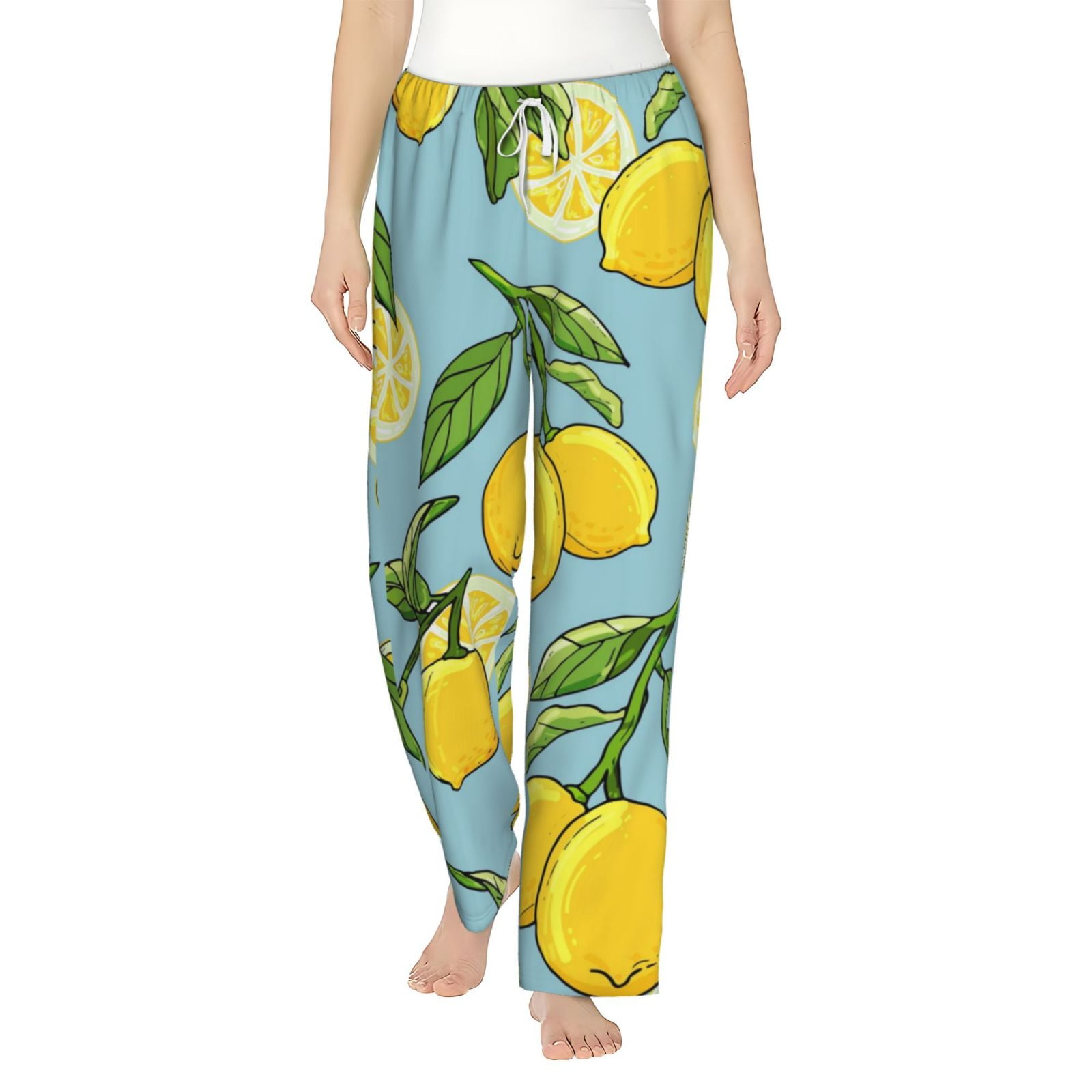 Bingfone Pajamas For Women,Lemon Pajama Pants With Pockets-Large ...