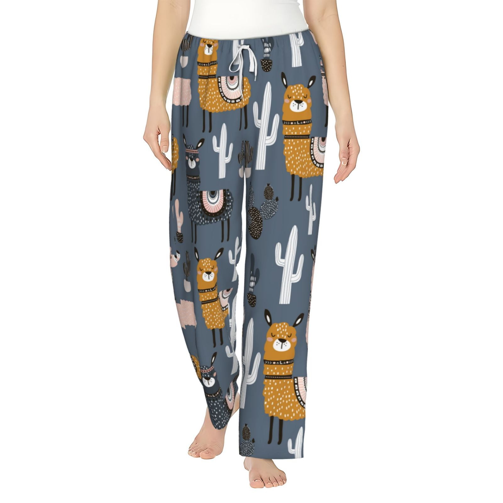Bingfone Pajamas For Women,Llama And Cactus Pajama Pants With Pockets ...