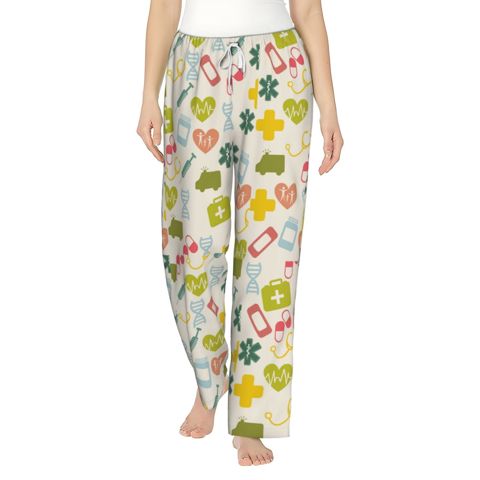 Bingfone Pajamas For Women,Medical Icons Pajama Pants With Pockets ...