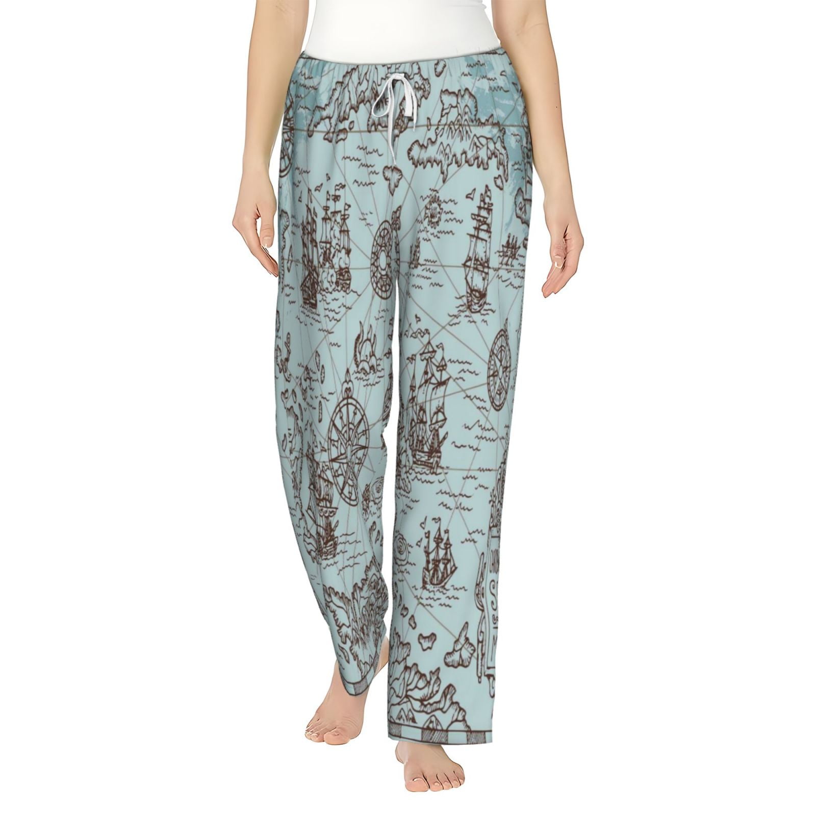 Bingfone Pajamas For Women,Pirate Adventure Map Pajama Pants With ...