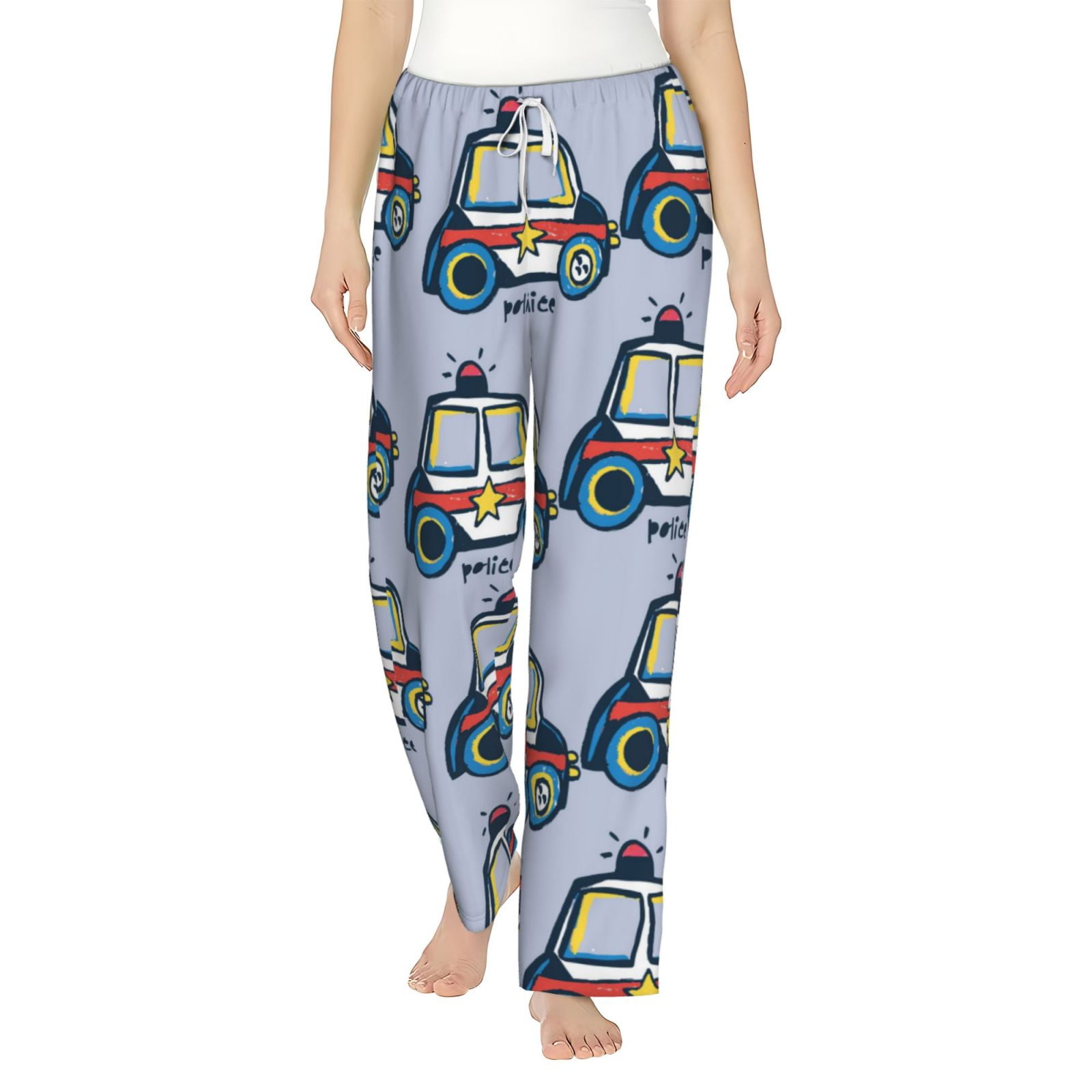 Bingfone Pajamas For Women,Police Car Pajama Pants With Pockets-Large ...