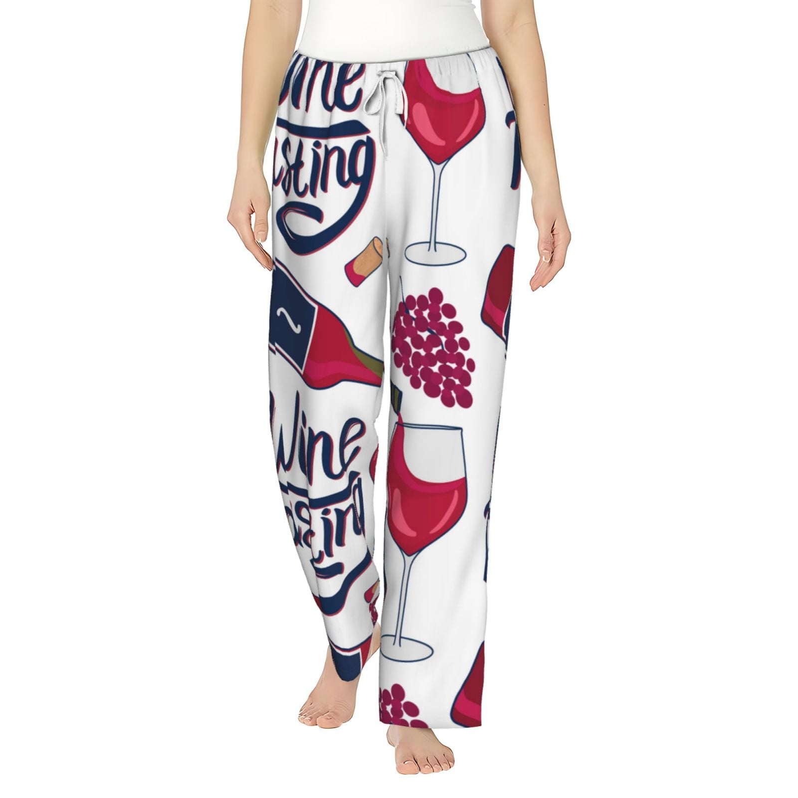 Bingfone Pajamas For Women,Red Wine Glass Bottle Pajama Pants With ...
