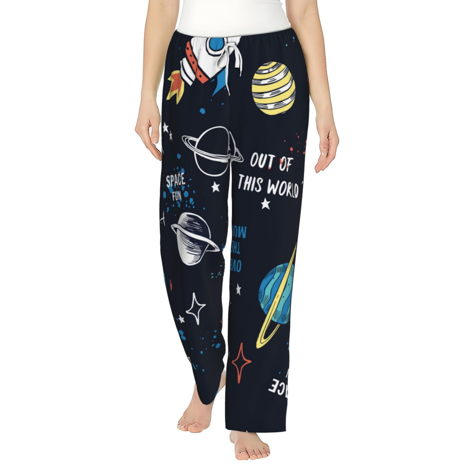 Bingfone Pajamas For Women,Space Pajama Pants With Pockets-Large ...