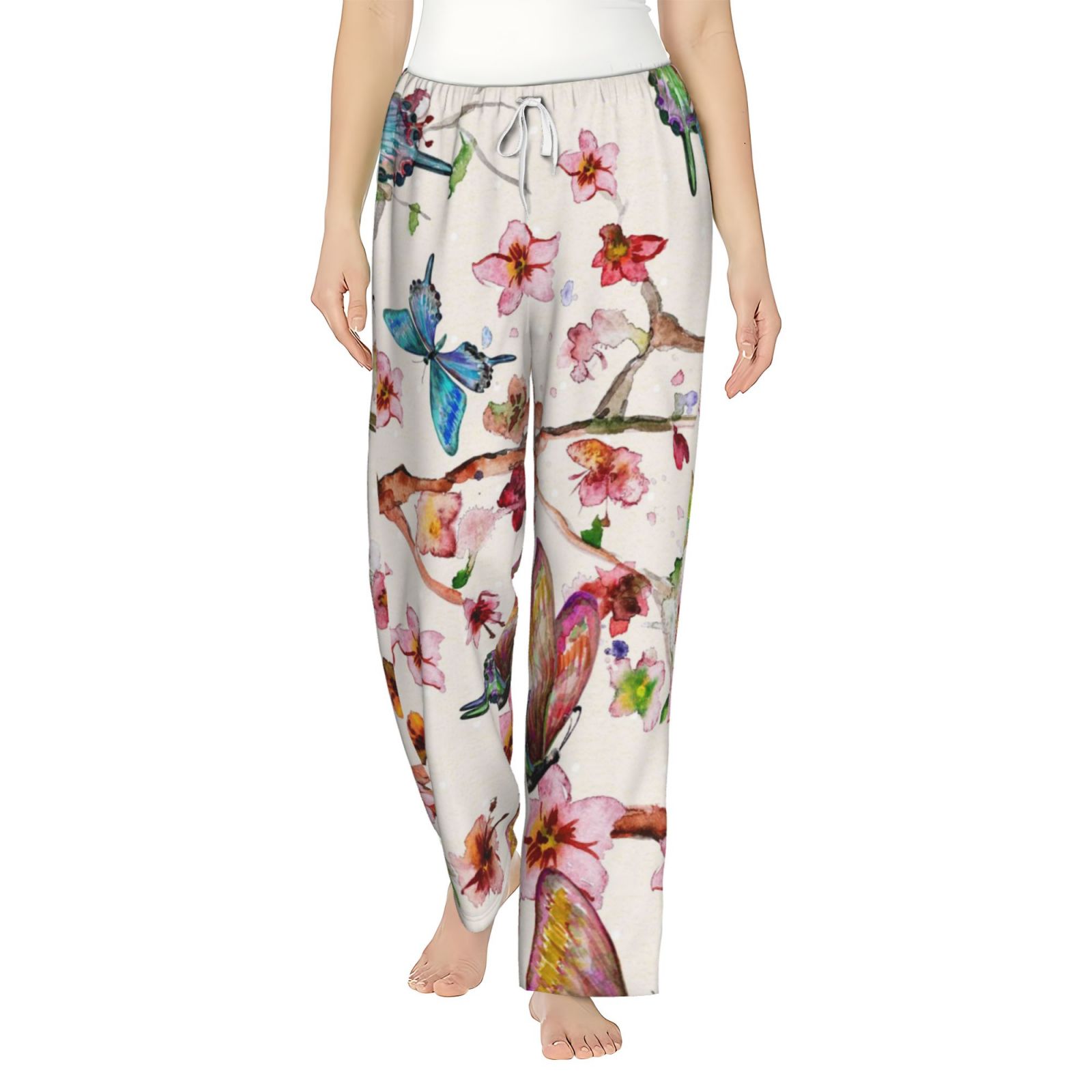 Bingfone Pajamas For Women,Watercolor Floral With Butterflies Pajama ...