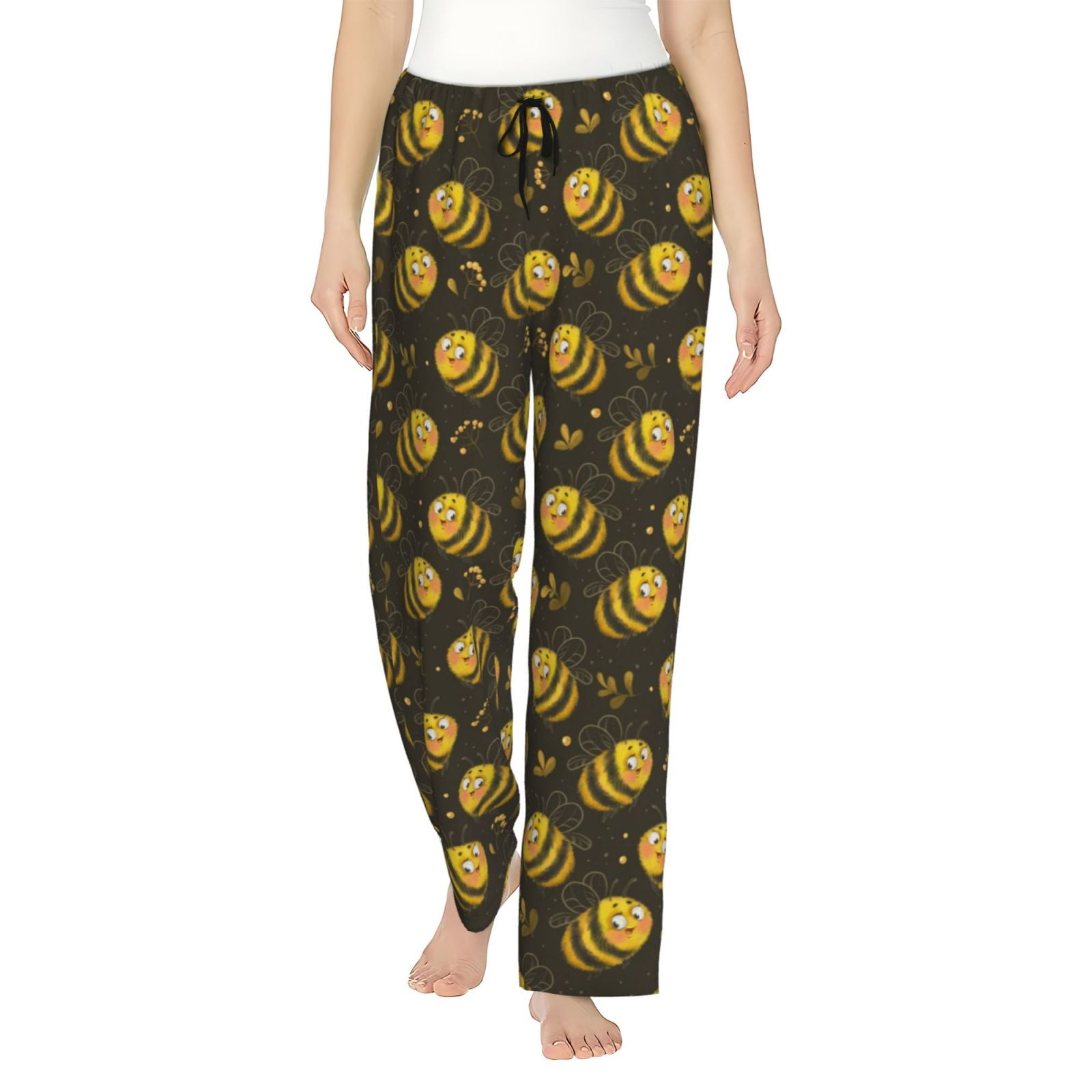 Bingfone Pajamas for Women,Cute Cartoon Bees Pajama Pants with Pockets ...