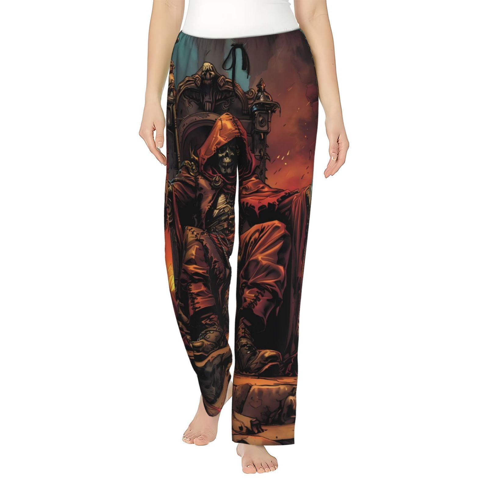 Bingfone Pajamas for Women,Dark Skull King Throne Pajama Pants with ...
