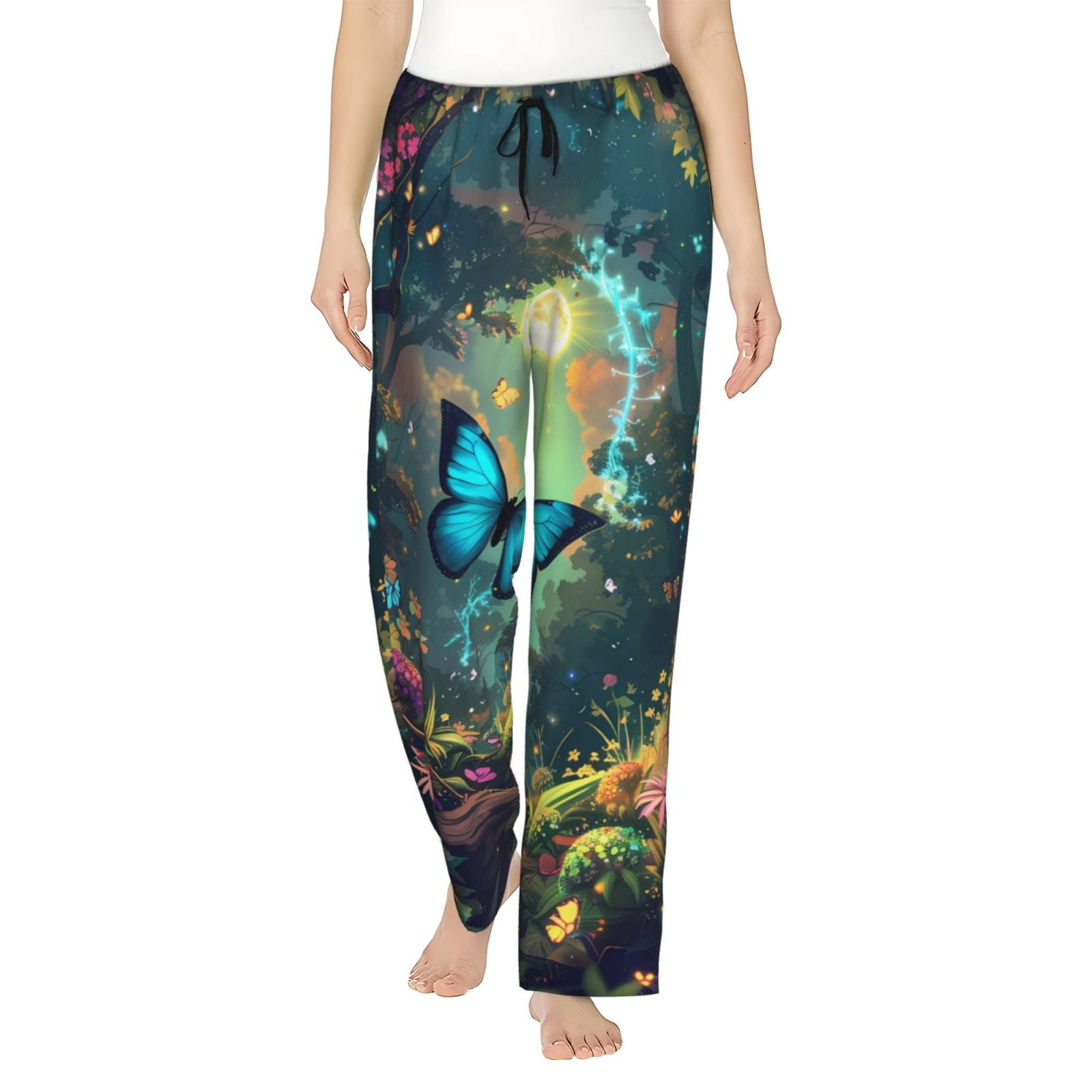 Bingfone Pajamas for Women,Enchanted Forest Butterfly A Pajama Pants ...