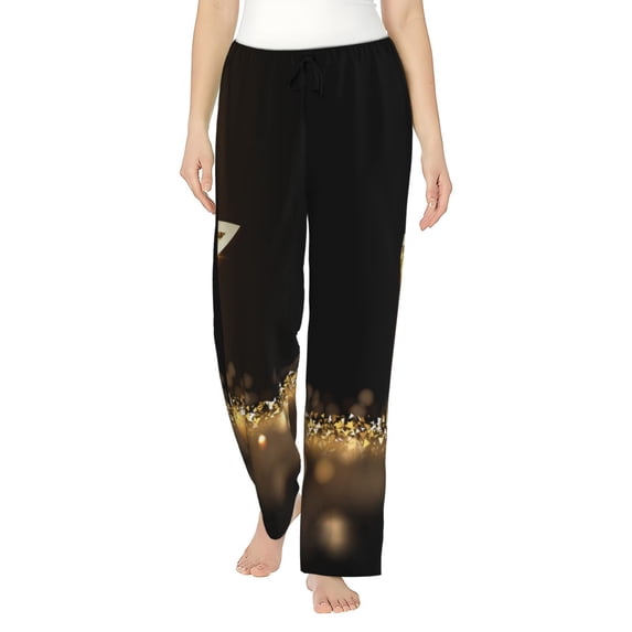 Bingfone Pajamas for Women,Gold Glittering Stars Pajama Pants with ...