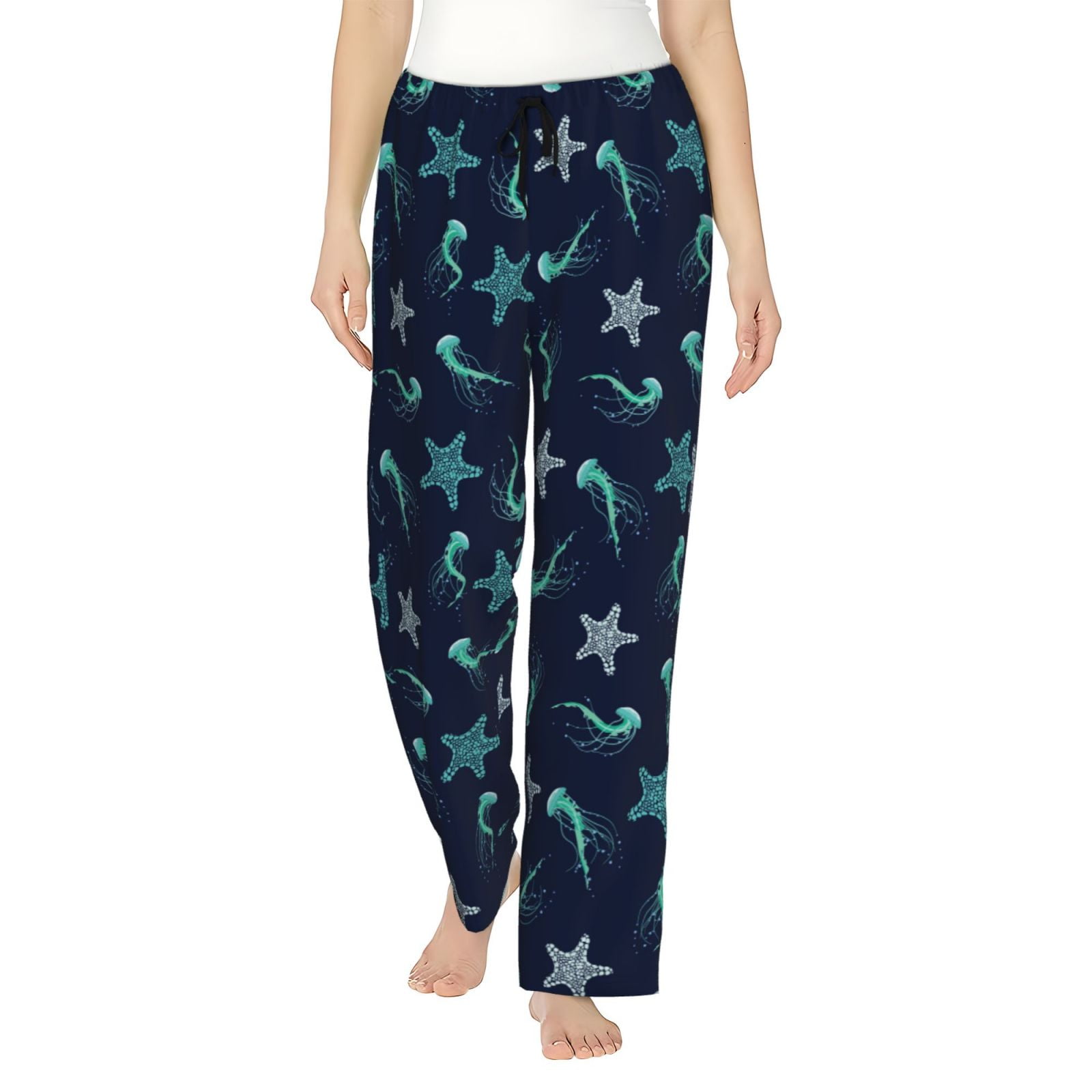 Bingfone Pajamas for Women,Ice Blue Starfish and Jellyfish Pajama Pants ...