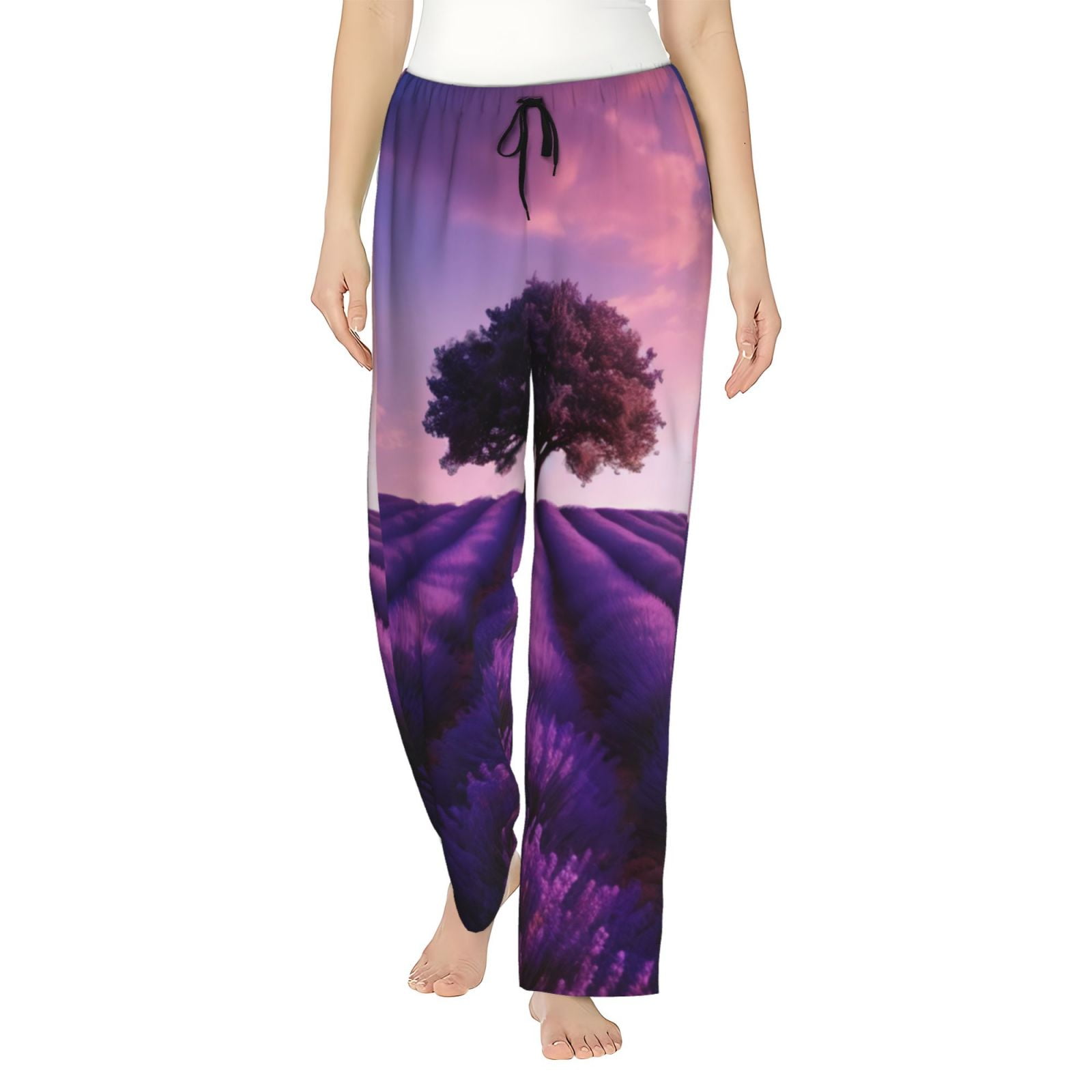 Bingfone Pajamas for Women,Lavender Field Sunset Pajama Pants with ...