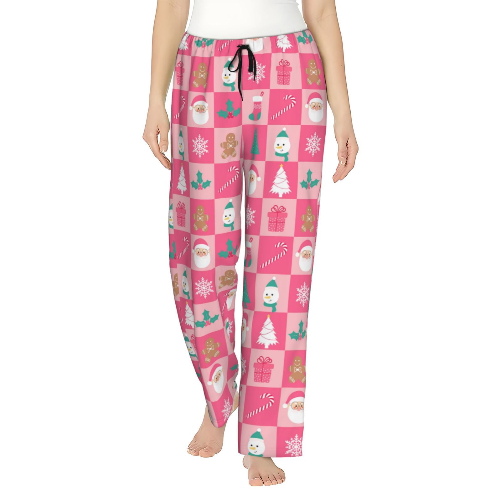 Bingfone Pajamas for Women,Pink Christmas Cheer Pajama Pants with ...