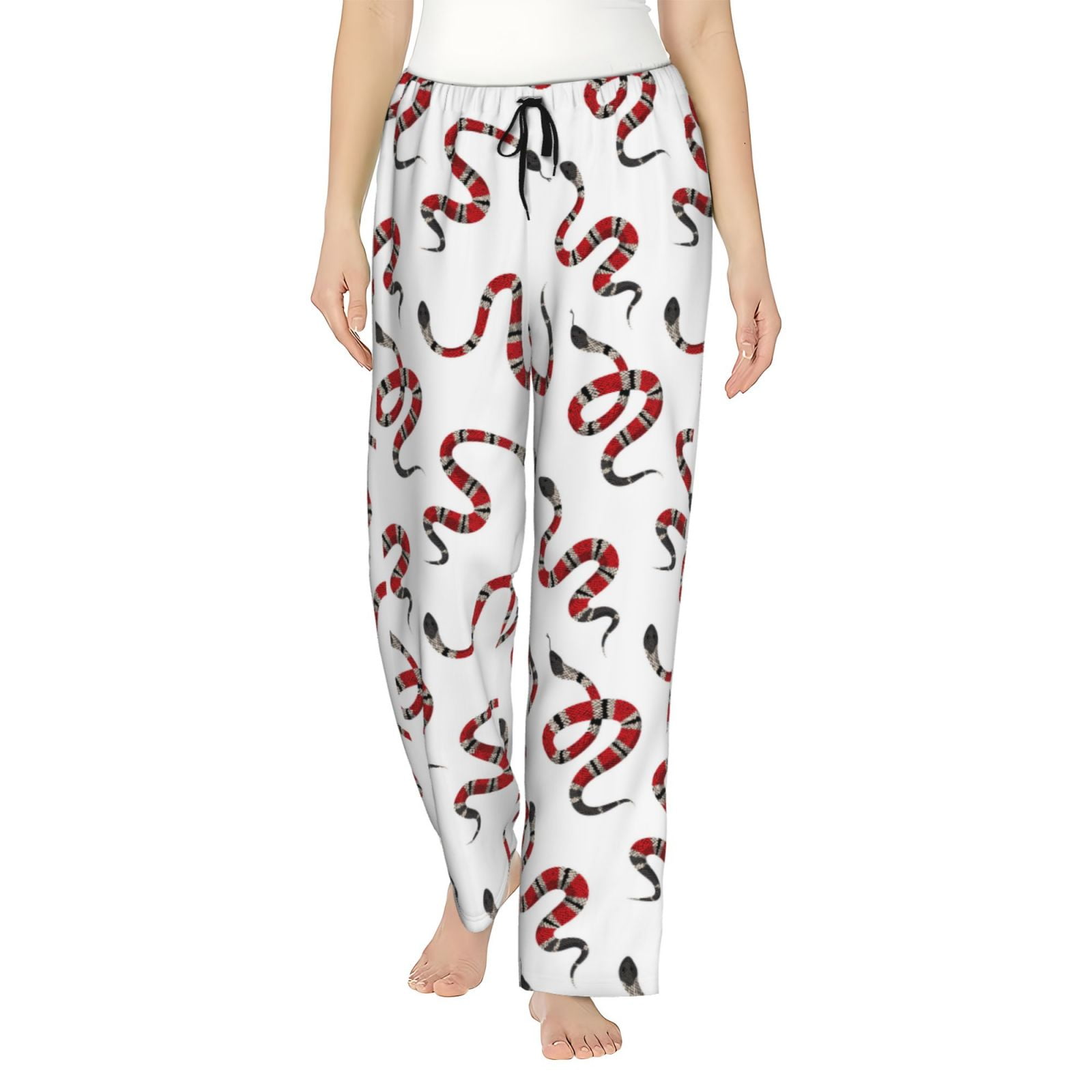 Bingfone Pajamas for Women,Red Snake Pajama Pants with Pockets-Small ...