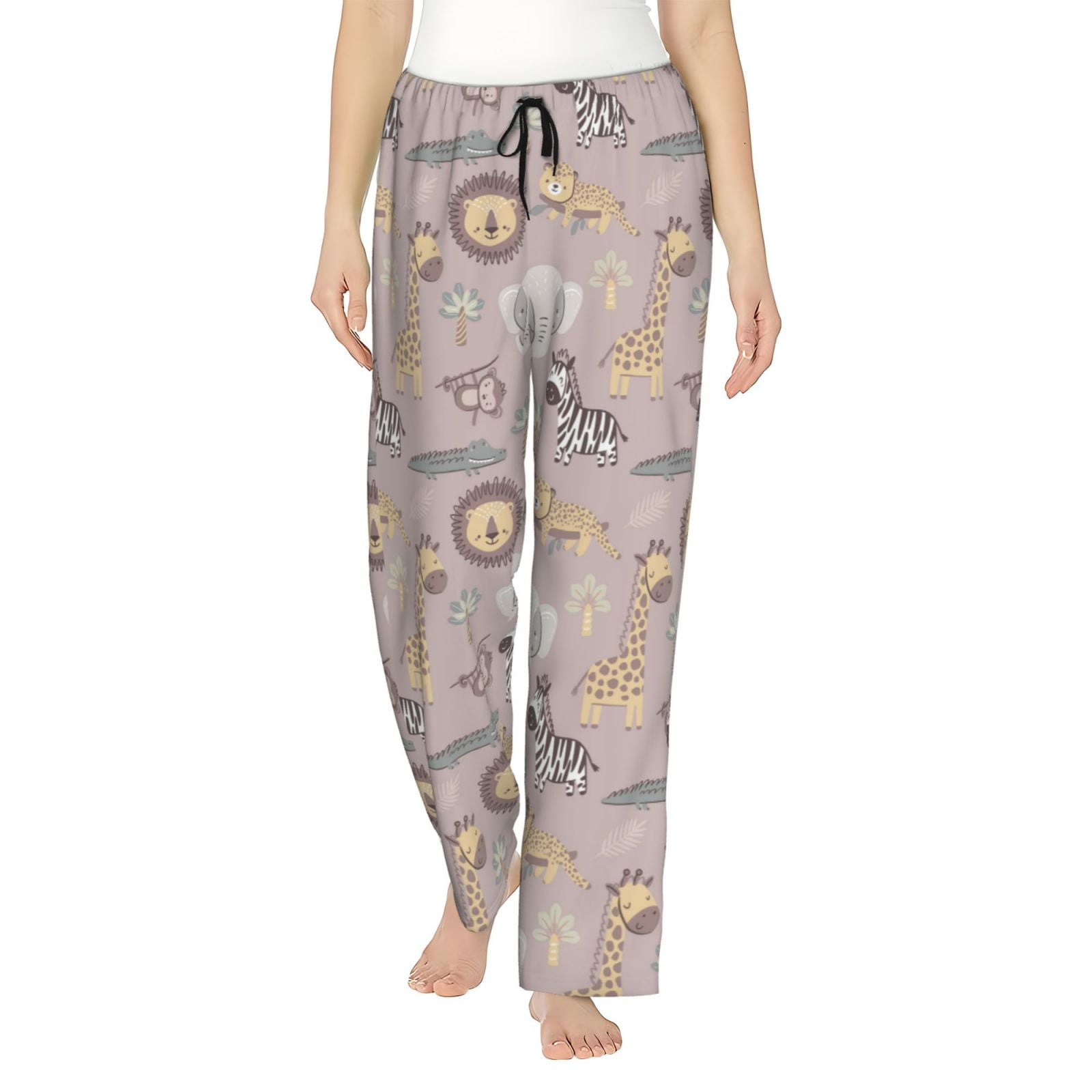 Bingfone Pajamas for Women,Safari Animals Pajama Pants with Pockets ...