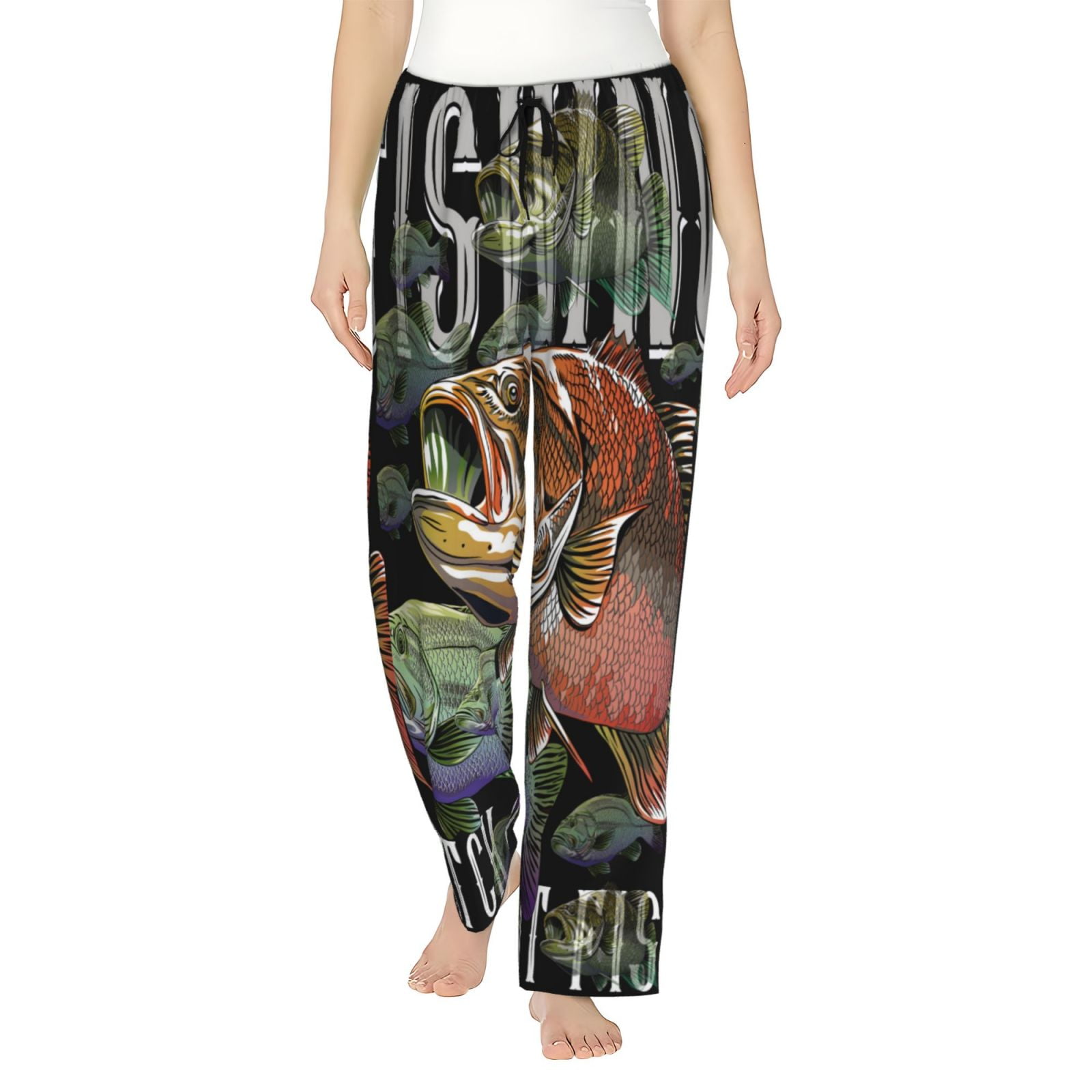 Bingfone Pajamas for Women,bass water fishing Pajama Pants with Pockets ...