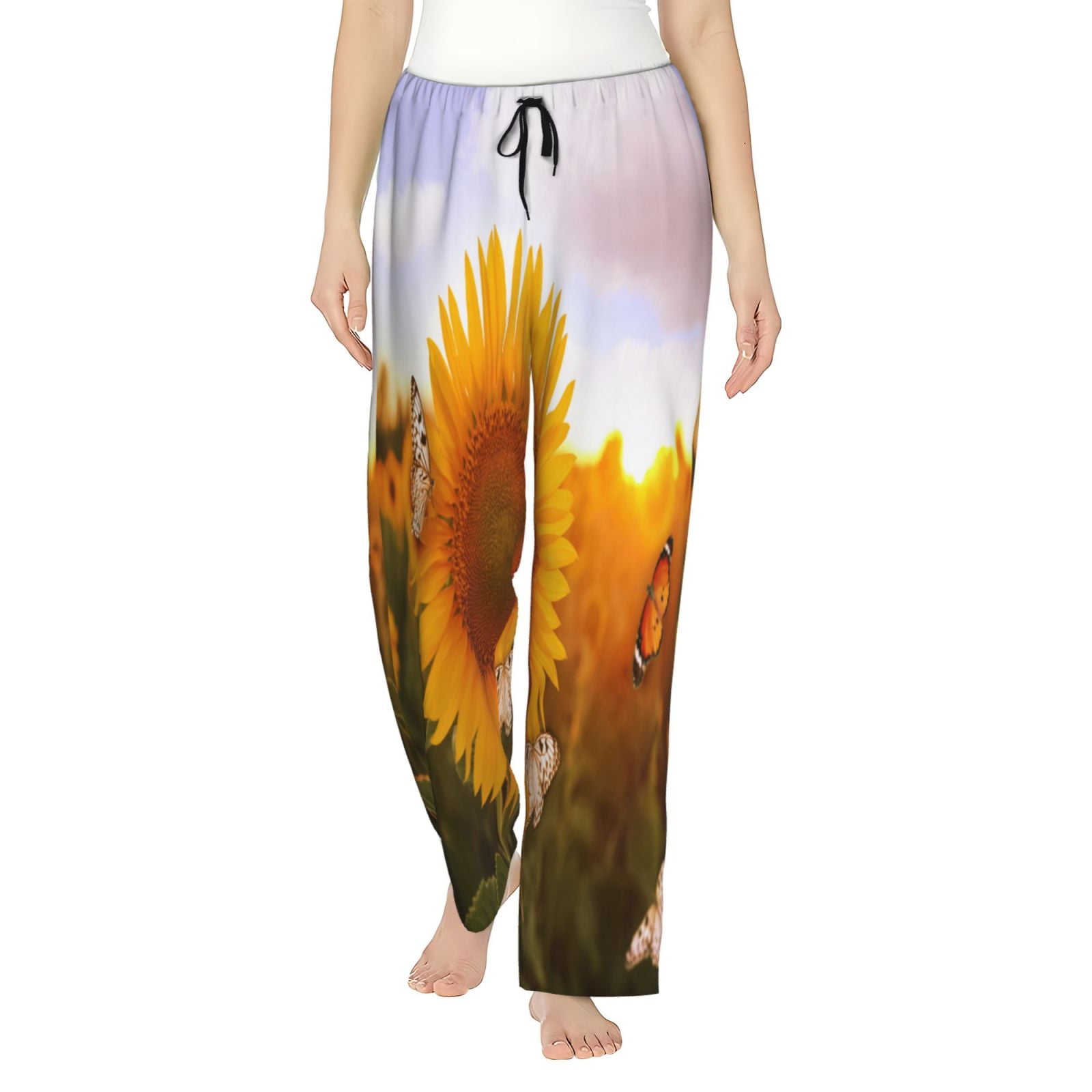 Bingfone Pajamas for Women,butterflies flying near sunflower in field ...
