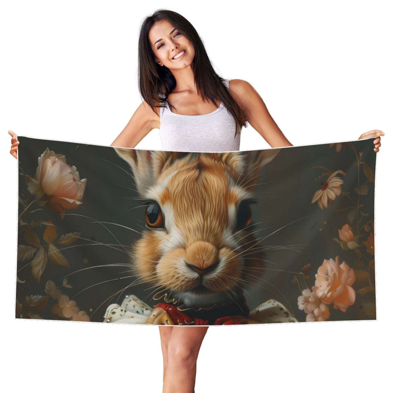 Bingfone Palatial Style Flower Rabbit Oversized 27.7x55 Inches Beach ...