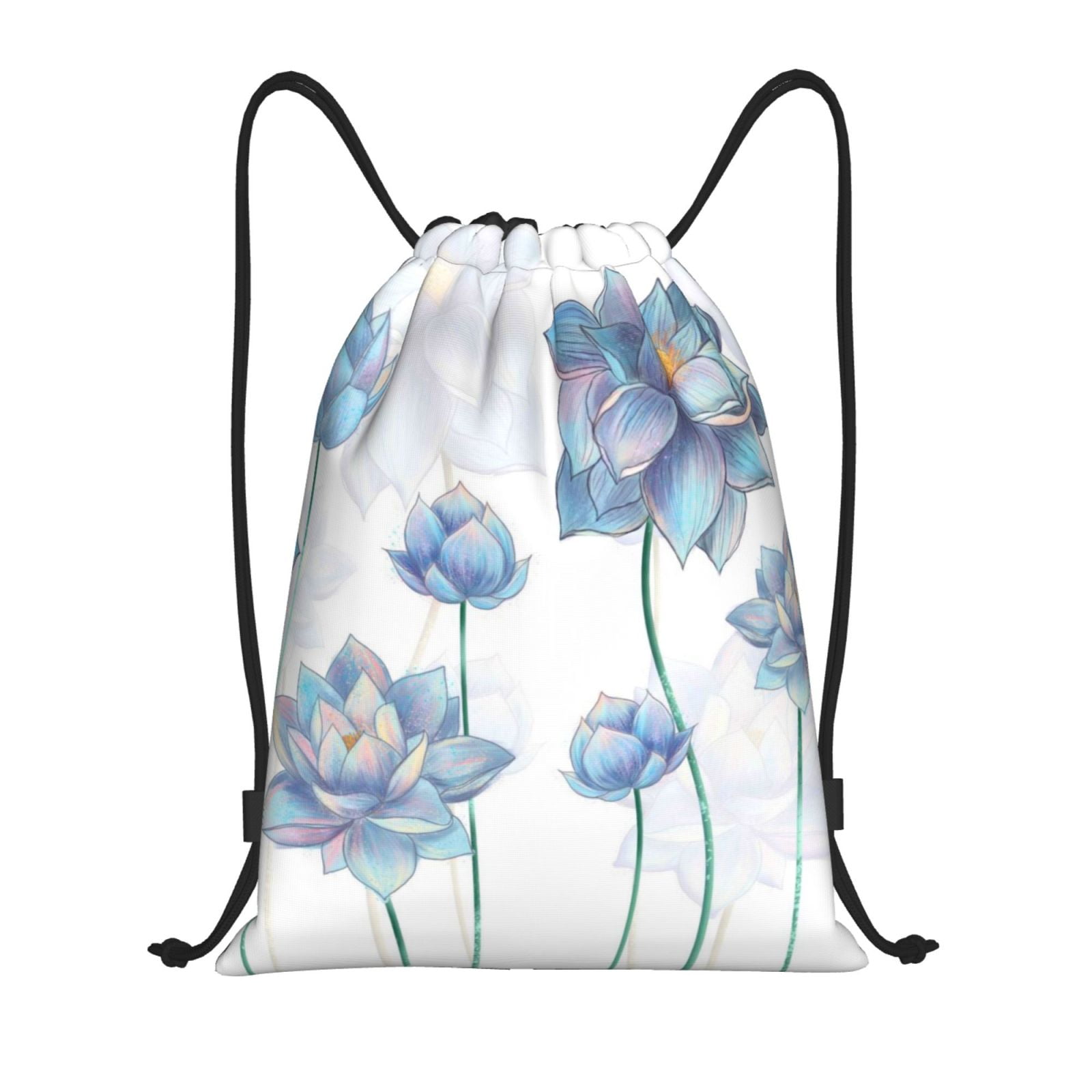 Bingfone Pale Blue Lotus Flowers Drawstrings Backpacks Bags For Men ...