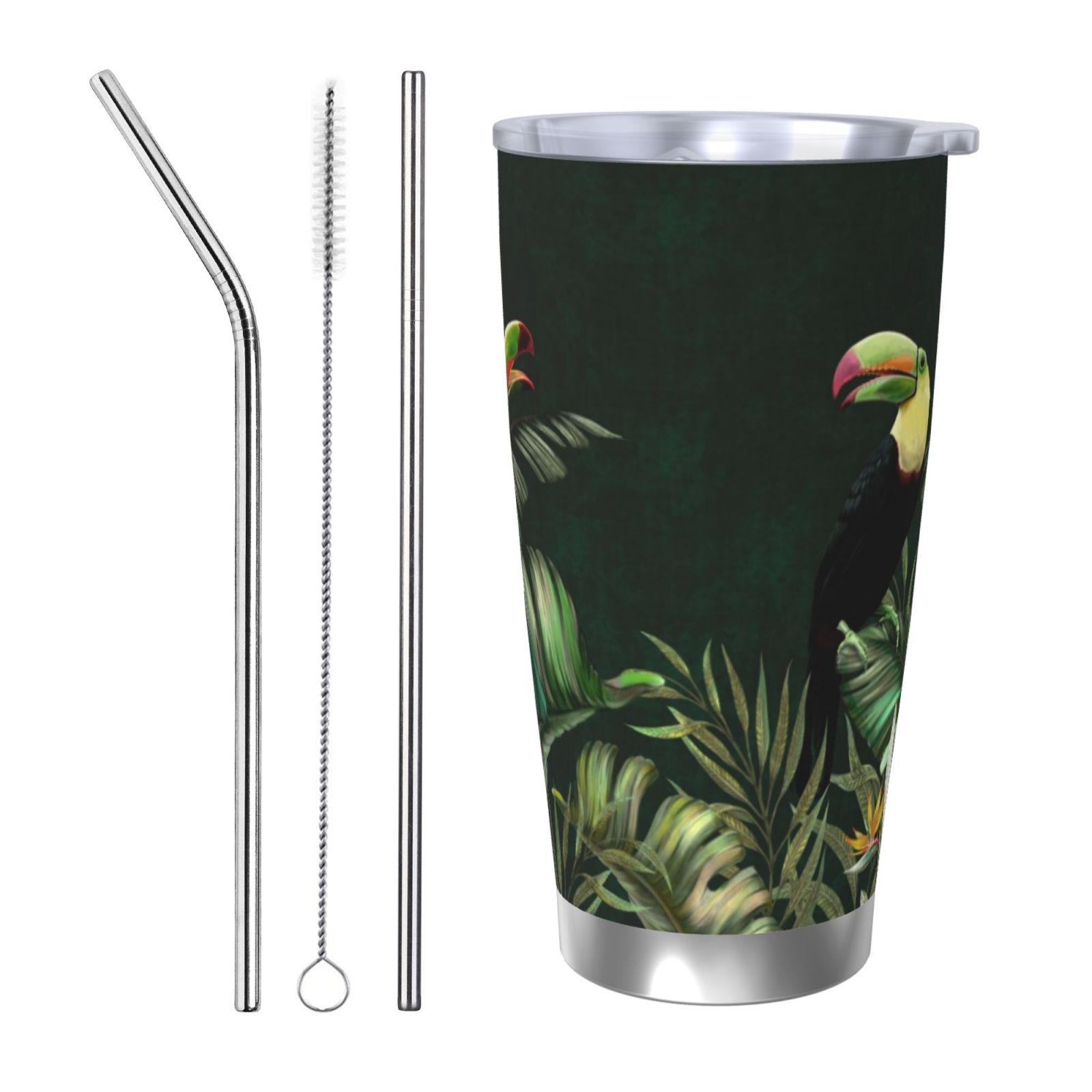 Bingfone Palm Leaves And Exotic Birds for 20 Oz Stainless Steel Travel ...