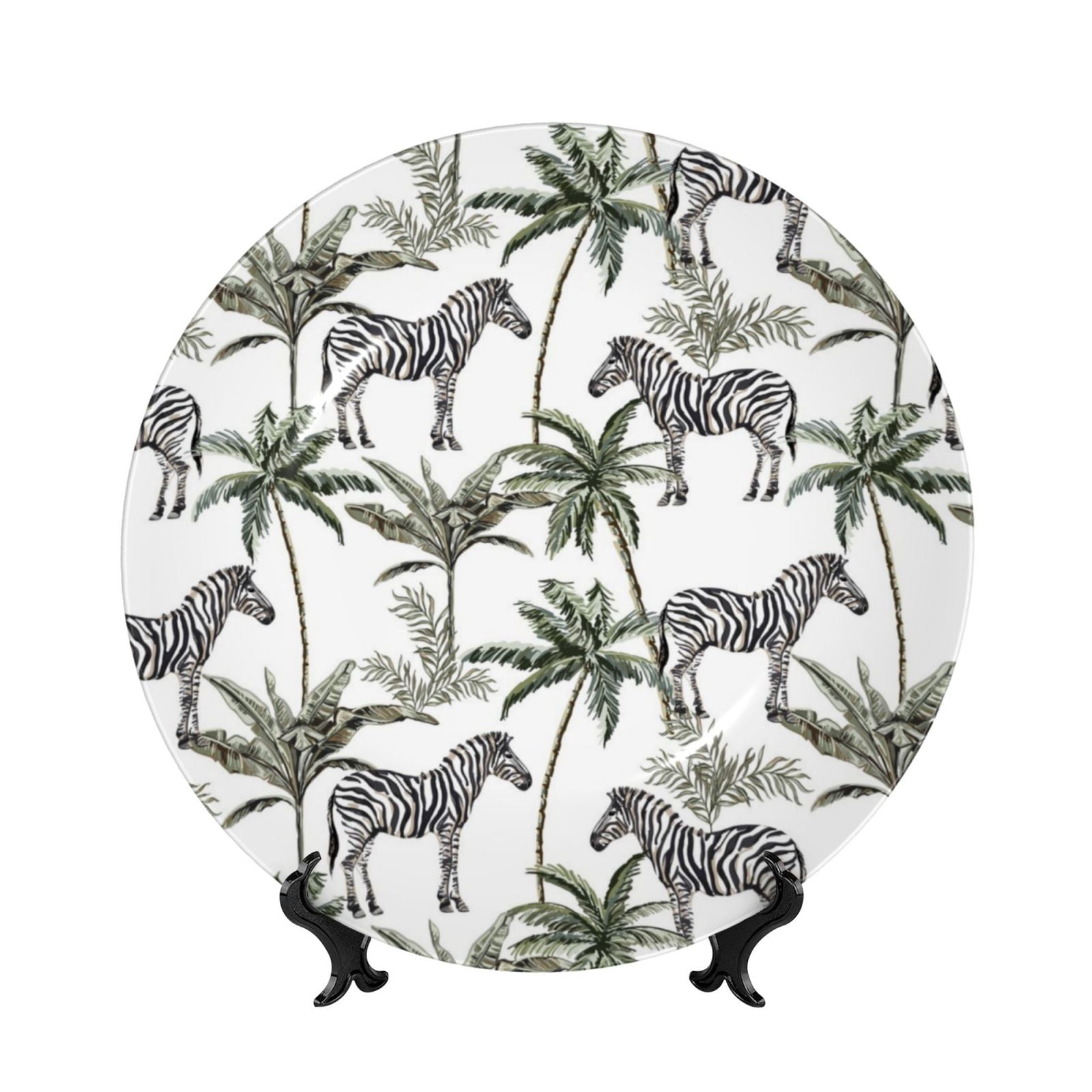 Bingfone Palm Trees Zebra Print Bone China Dinner Decorative Plates ...