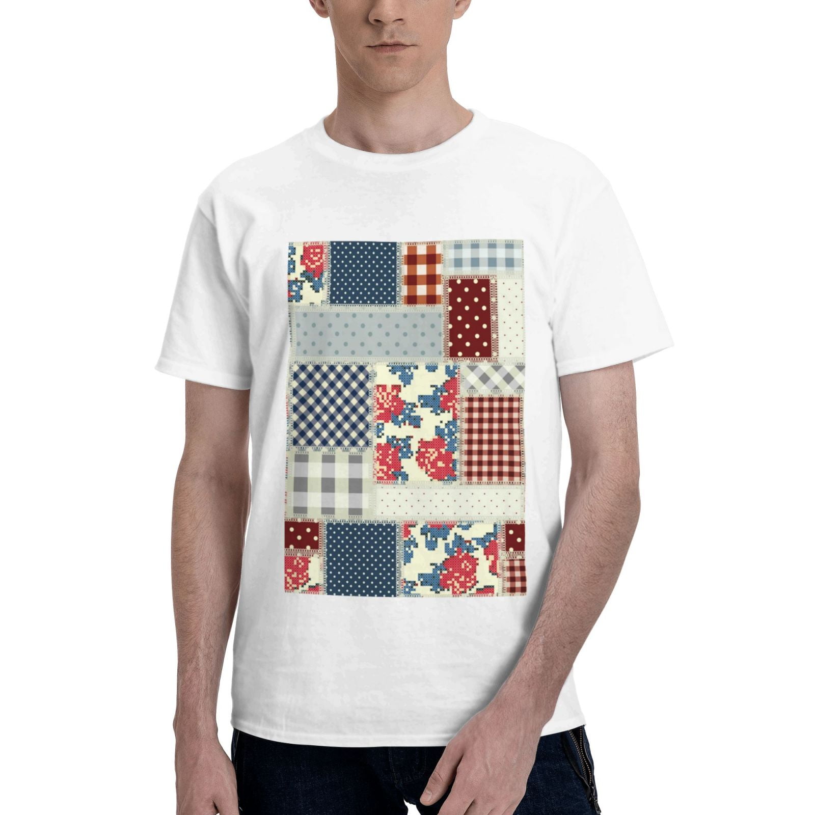 Bingfone Patchwork In Country Style Men'S Loose Fit Short-Sleeve Pocket ...