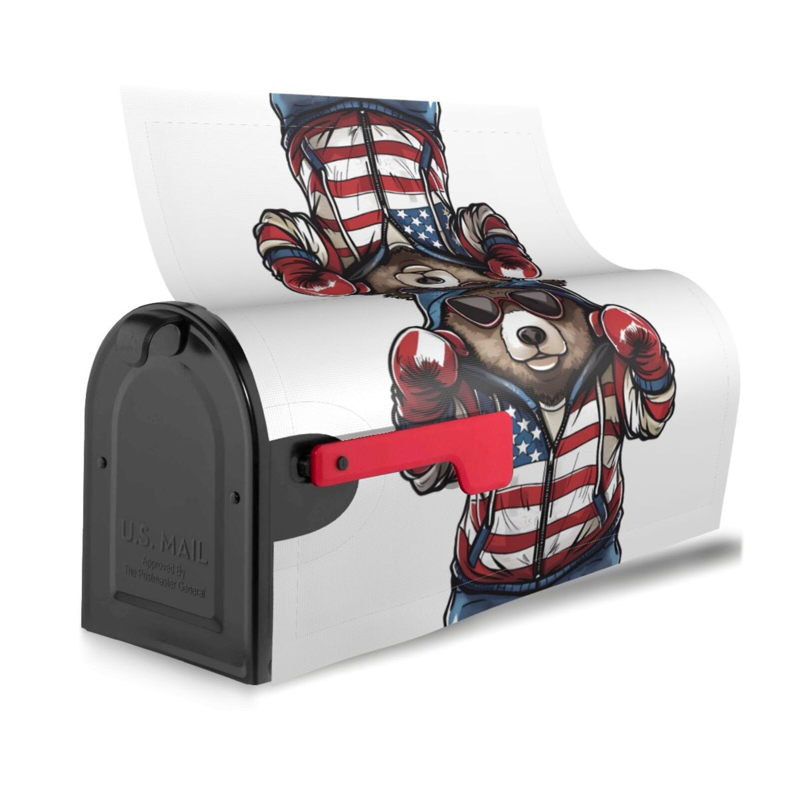 Bingfone Patriotic Boxing Bear Art Magnetic Mailbox Cover Standard Size ...