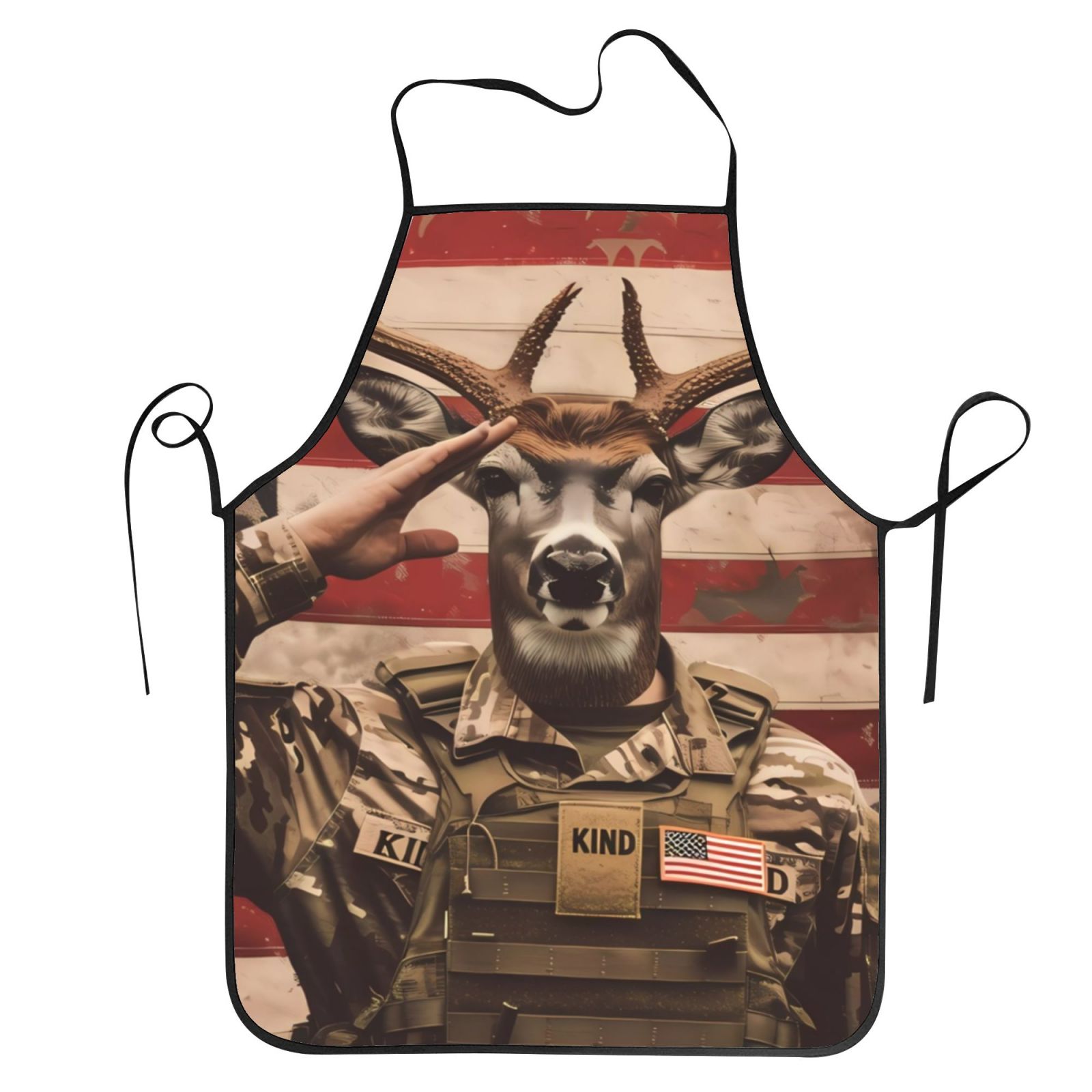 Bingfone Patriotic Deer Soldier Salute for Tie-up Apron, Unisex ...