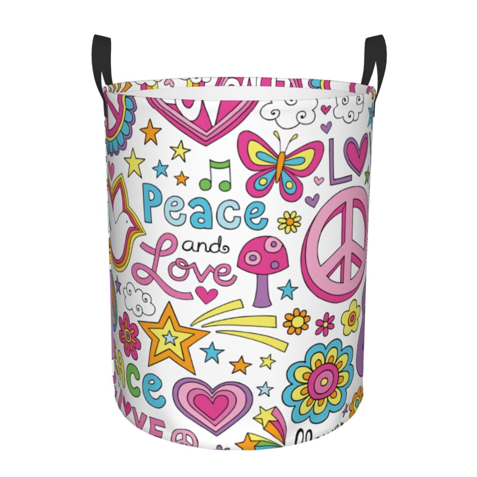 Bingfone Peace Love And Dove Flower Power Waterproof Foldable Laundry ...
