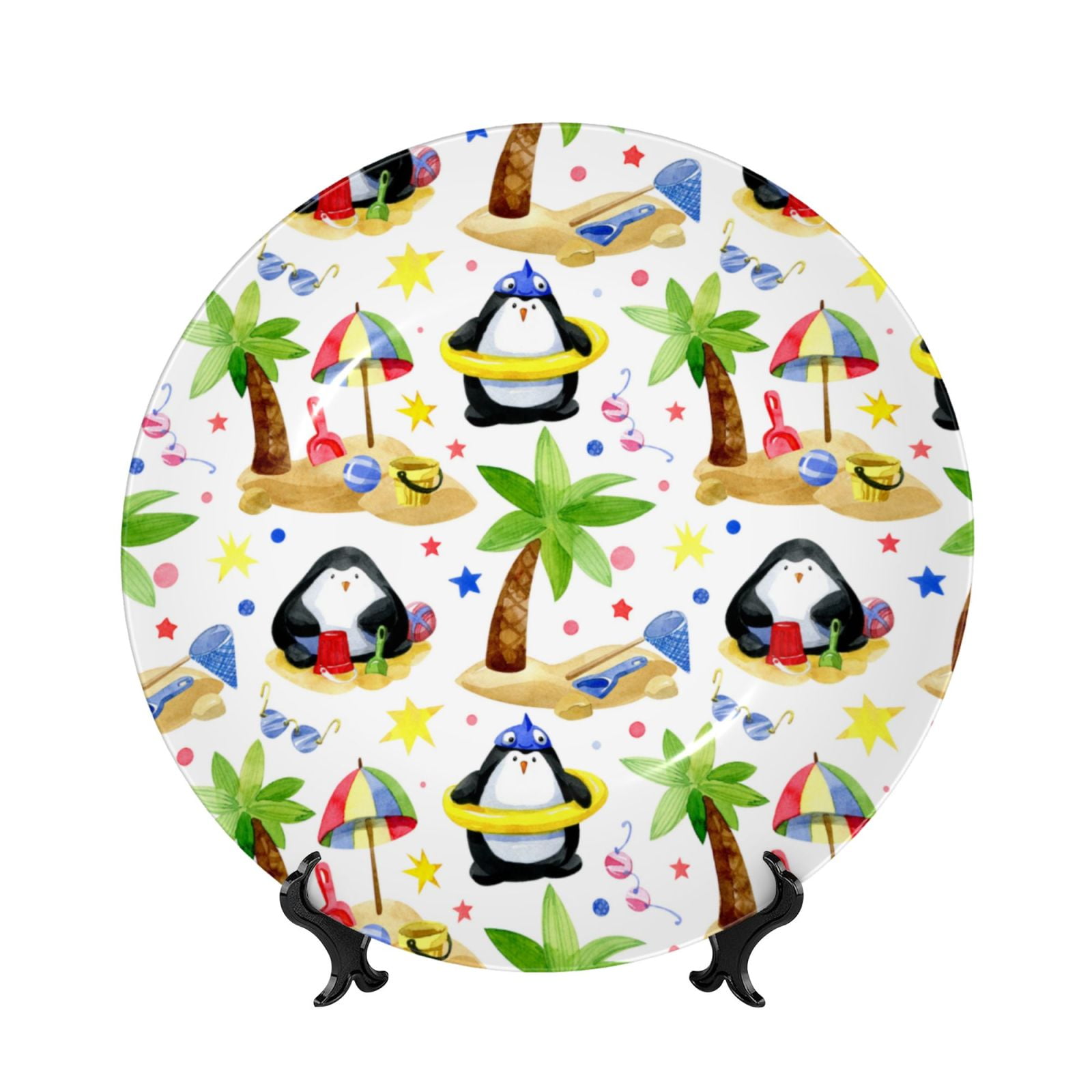 Bingfone Penguins On The Beach Print Bone China Dinner Decorative ...