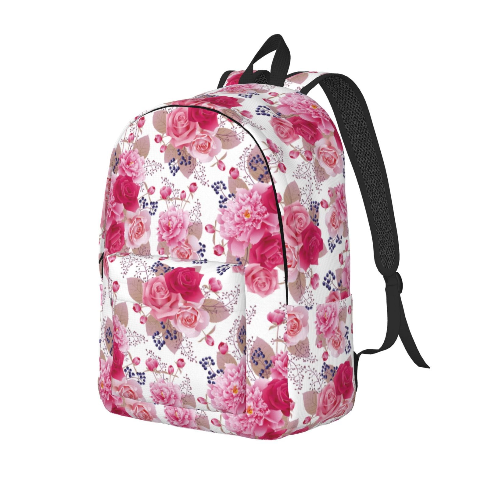 Bingfone Peonies And Roses Print Canvas College Laptop Backpack, Large ...