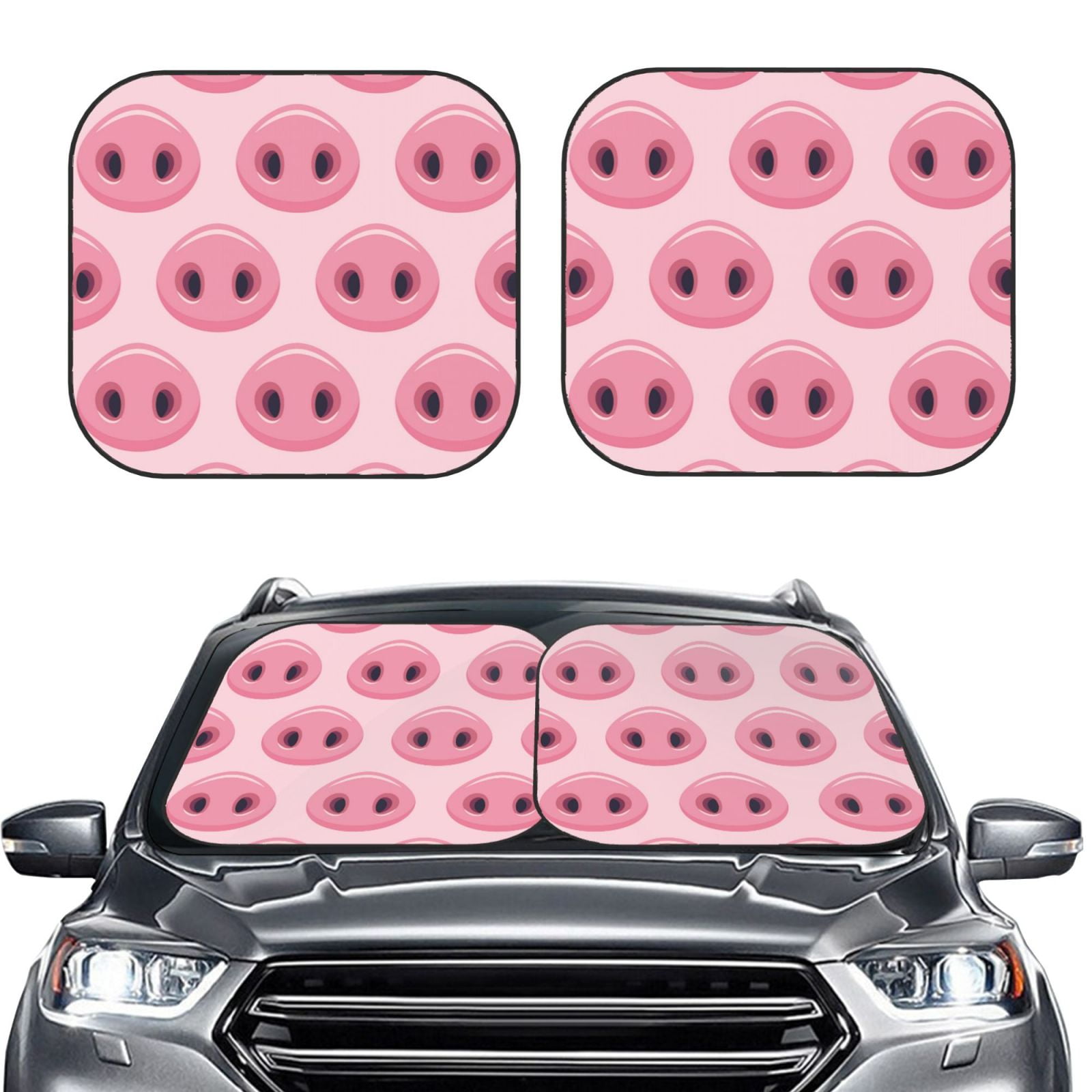 Bingfone Pig Nose Windshield Sun Shade 2-Piece Foldable Car Front ...