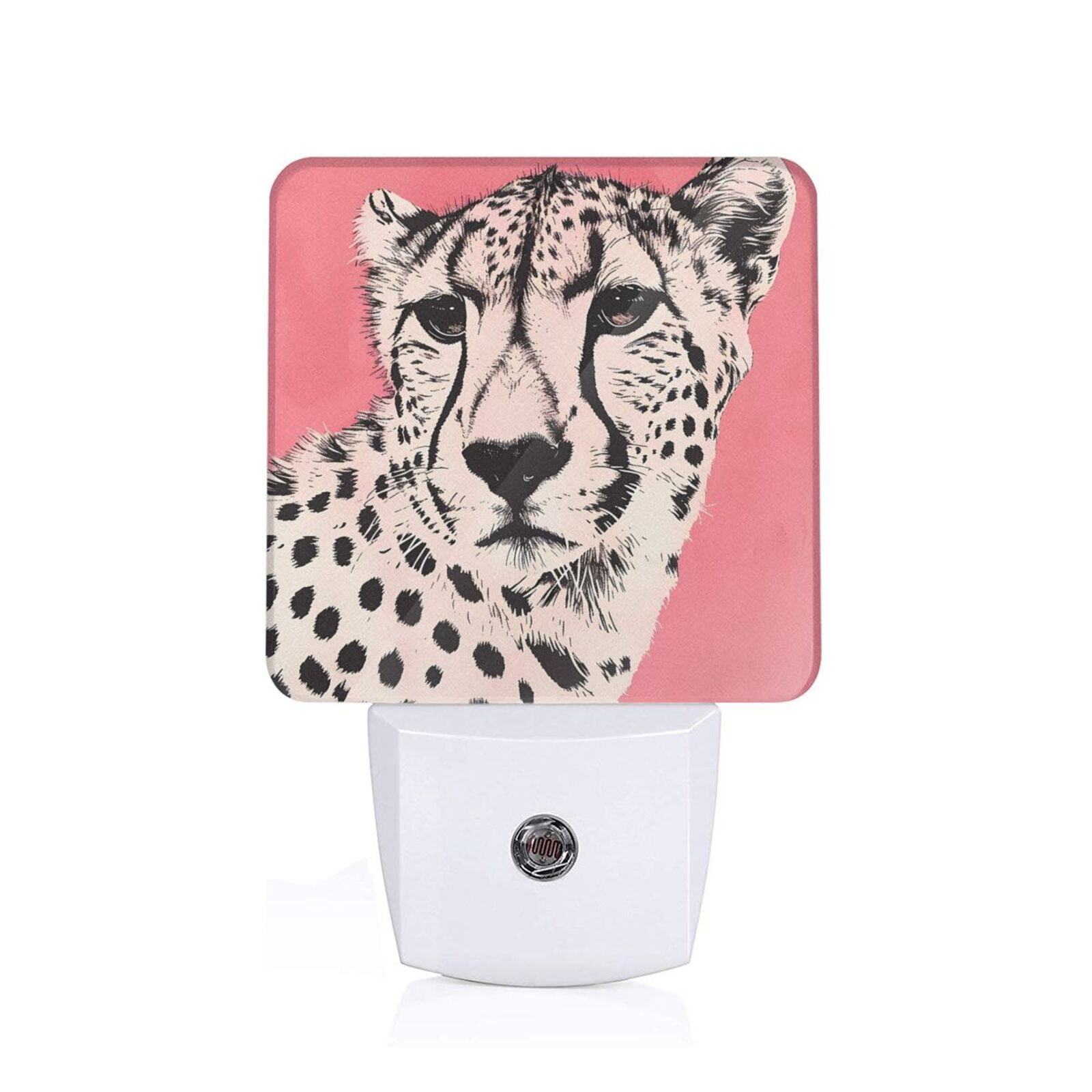 Bingfone Pink Cheetah Art Print Night Lights Plug into Wall,Dusk to ...