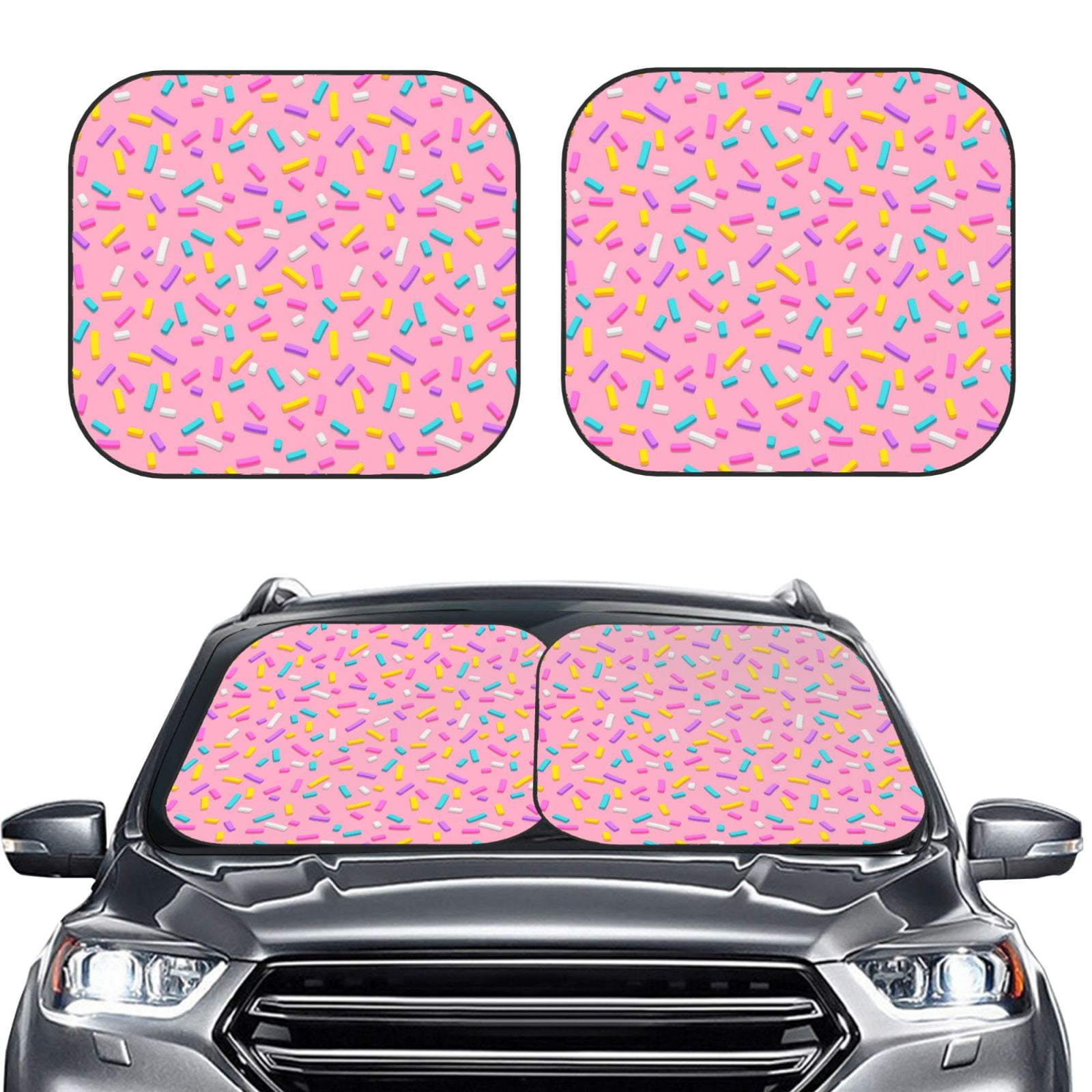 Bingfone Pink Donut Windshield Sun Shade 2-Piece Foldable Car Front ...