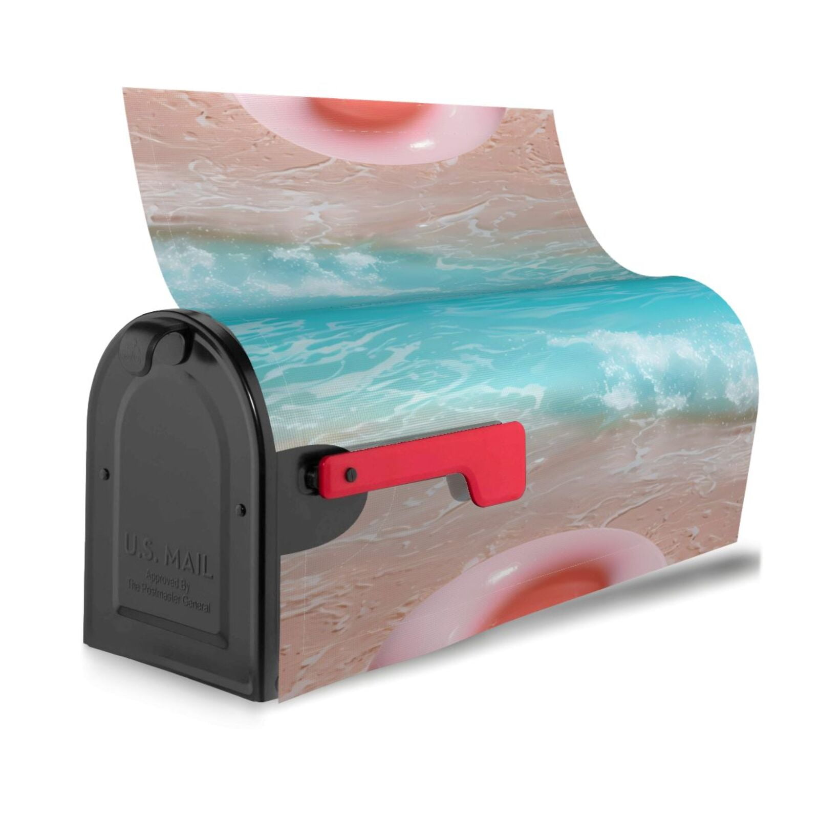 Bingfone Pink Float Ring On Beach Magnetic Mailbox Cover Standard Size ...