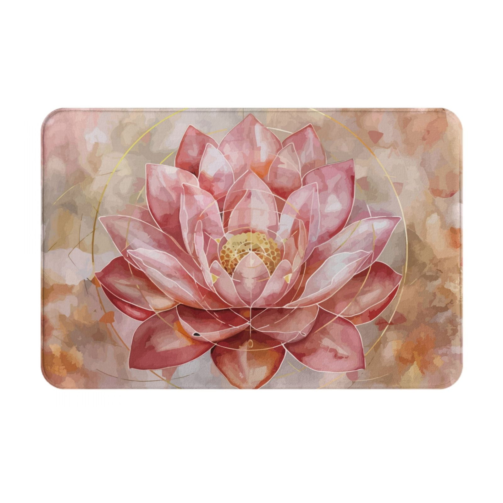 Bingfone Pink Lotus Door Mat 16"x24" Front Entrance Non-Slip Low ...