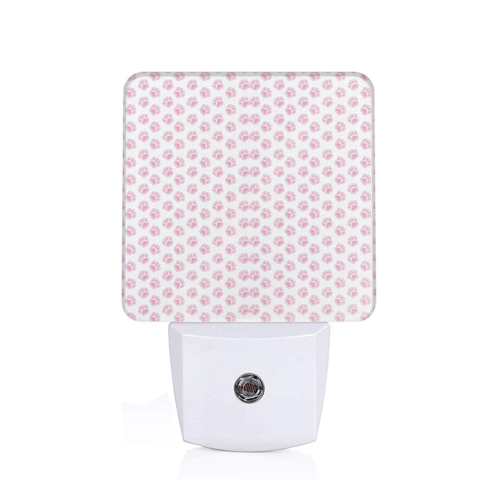 Bingfone Pink Paw Print Night Lights Plug into Wall,Dusk to Dawn,Bright ...