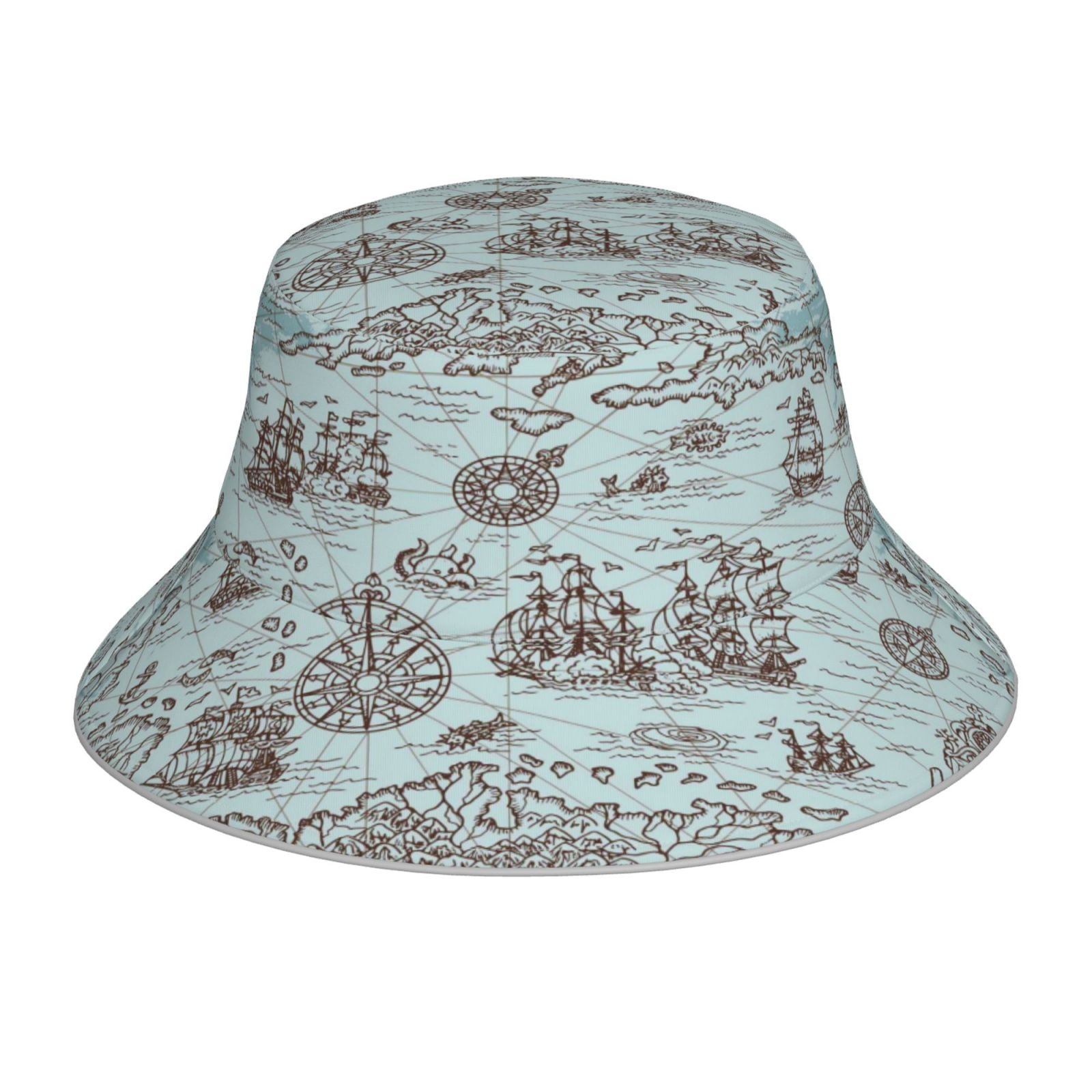 Bingfone Pirate Adventure Map Bucket Hat For Men Women,Packable ...
